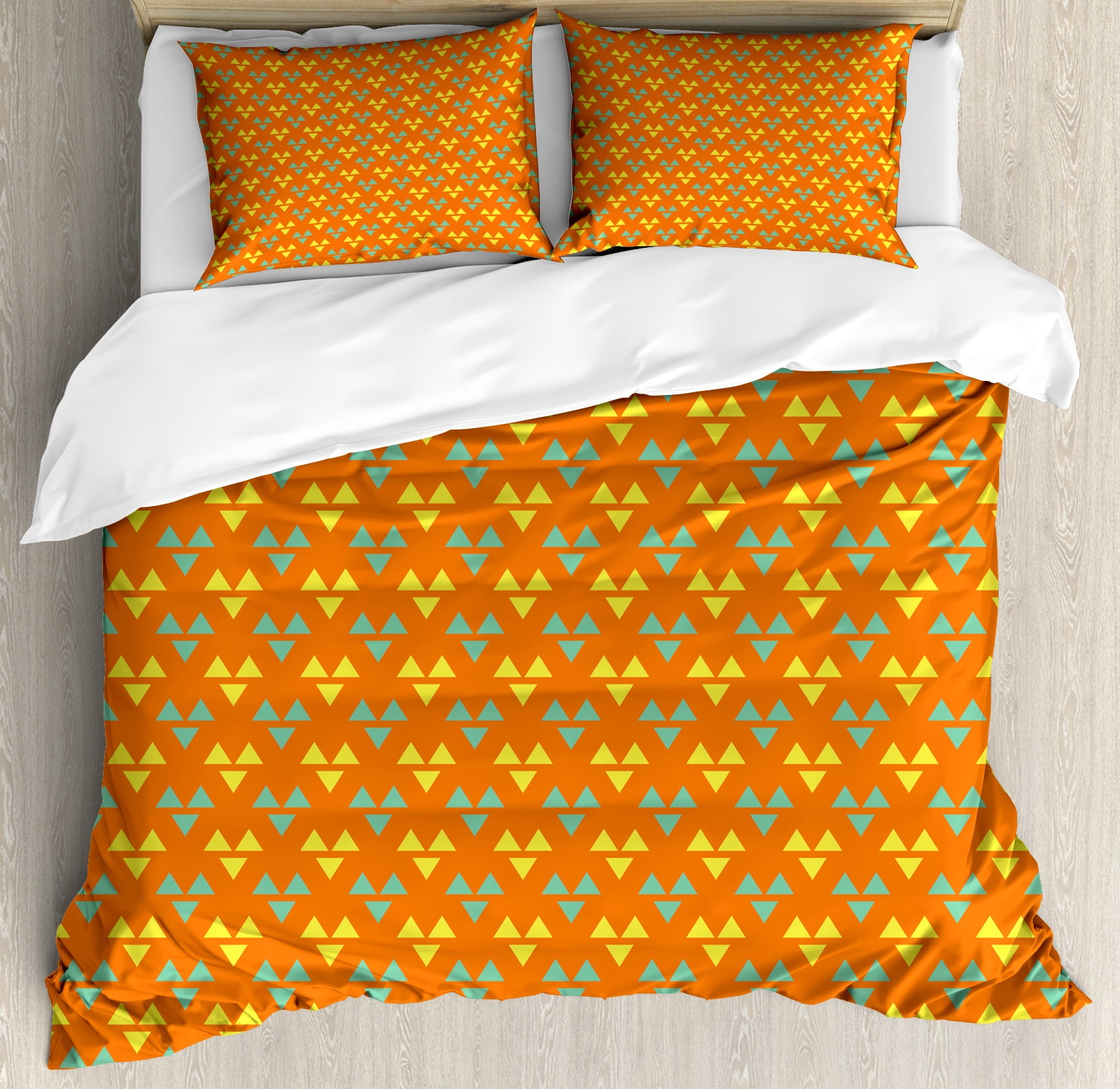 Modern Duvet Cover Set, Creative Geometric Shapes Triangles in Colours ...