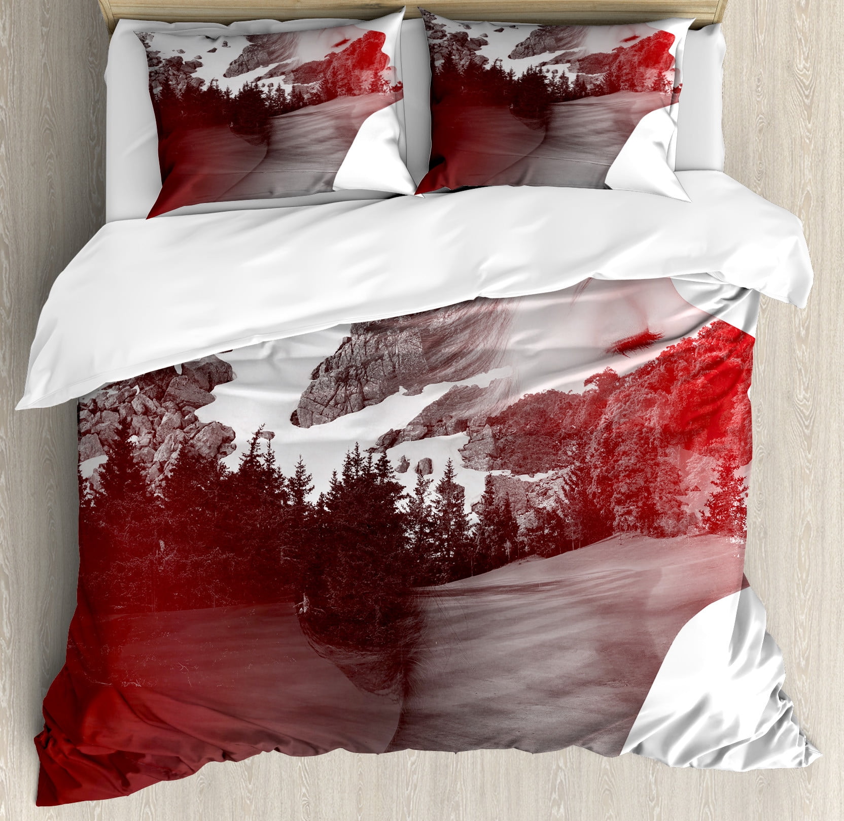 Modern Duvet Cover Set, Double Exposure Woman Portrait Combined with ...