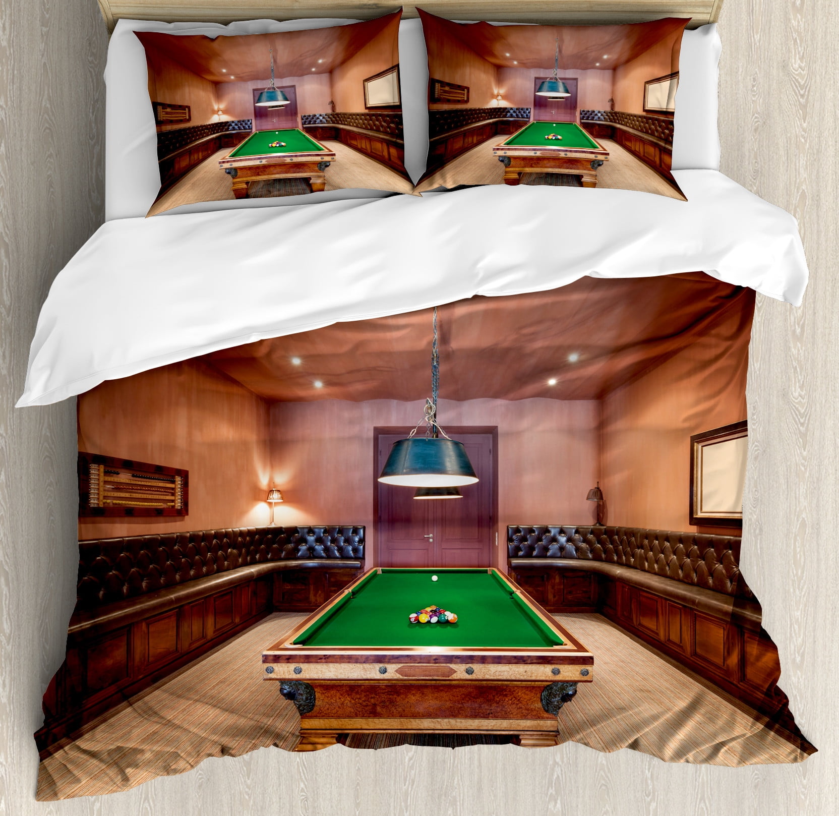 Modern Duvet Cover Set, Entertainment Room in Mansion Pool Table ...