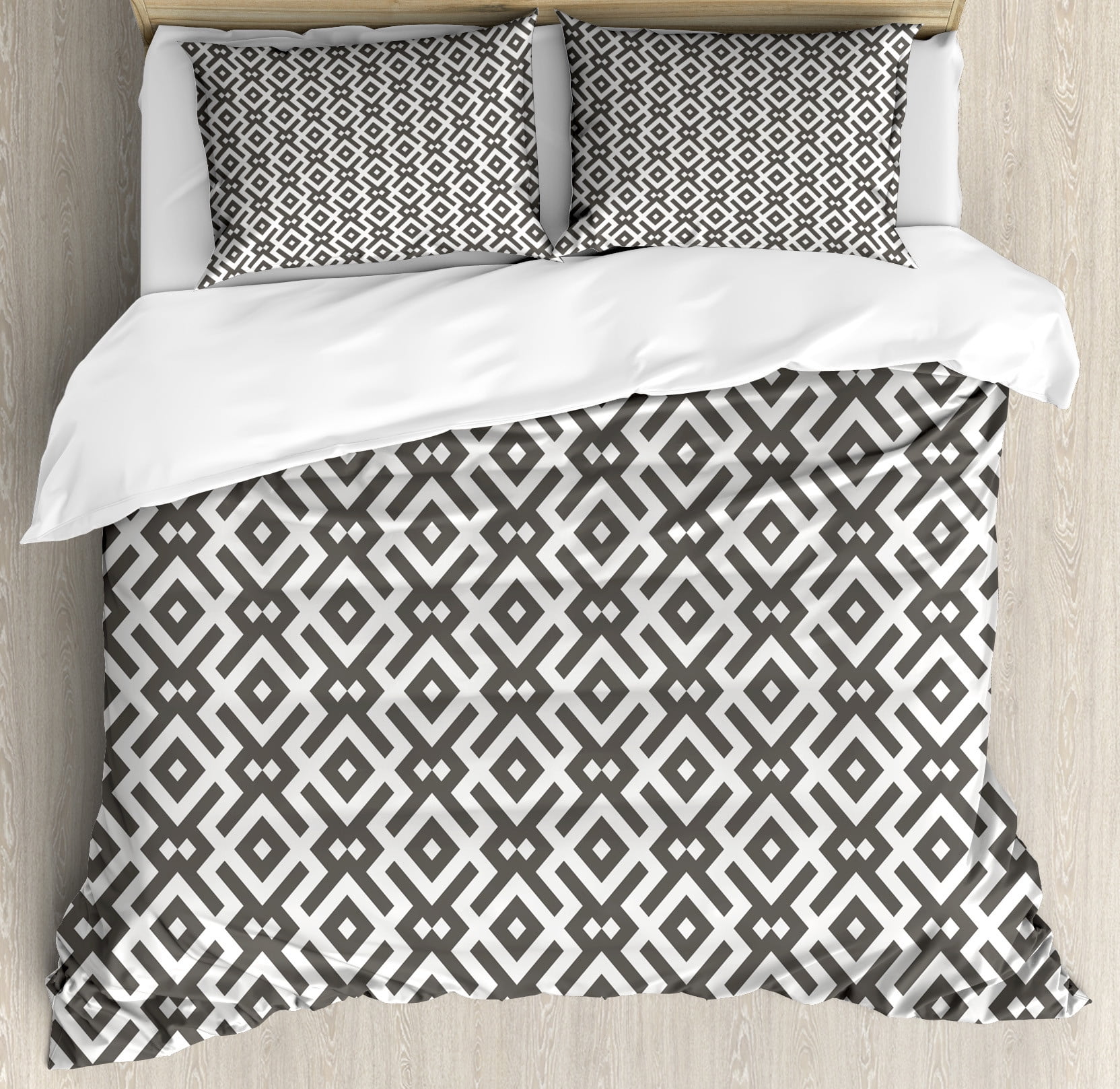Modern Duvet Cover Set, Geometric Design with Borders Stripes Lines Art ...