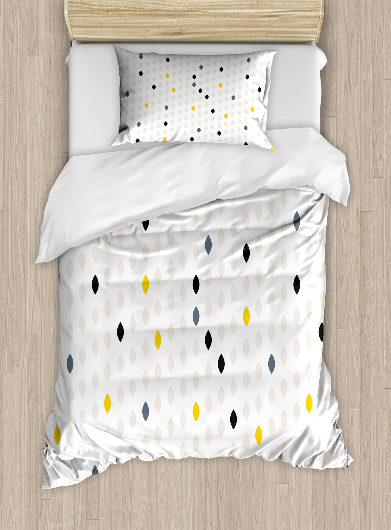 Modern Duvet Cover Set, Modern Geometric Shapes Polka Dot Tear Drop ...