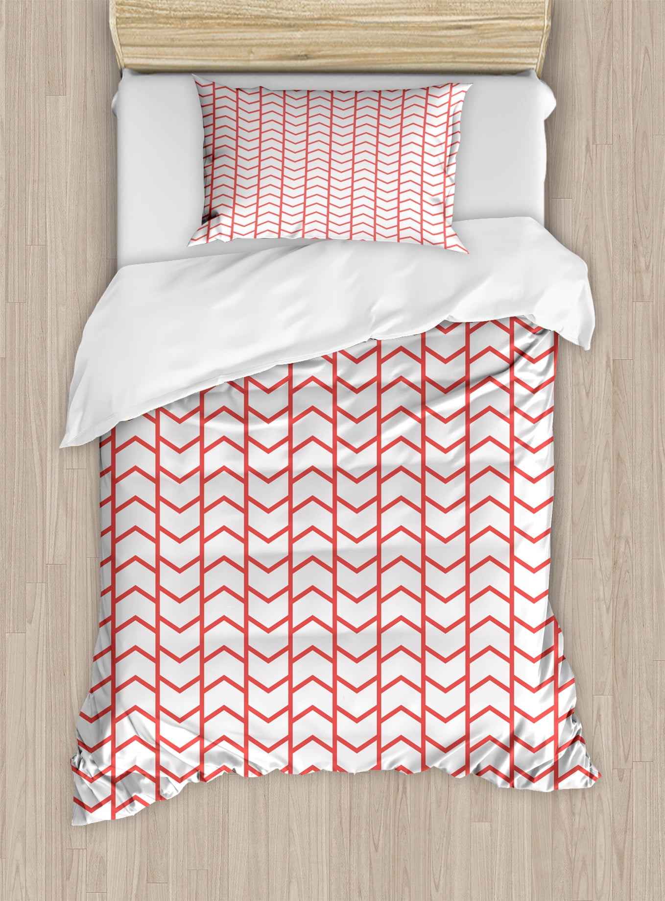 Modern Duvet Cover Set, Geometrical Chevron Lines and Triangle Shaped ...