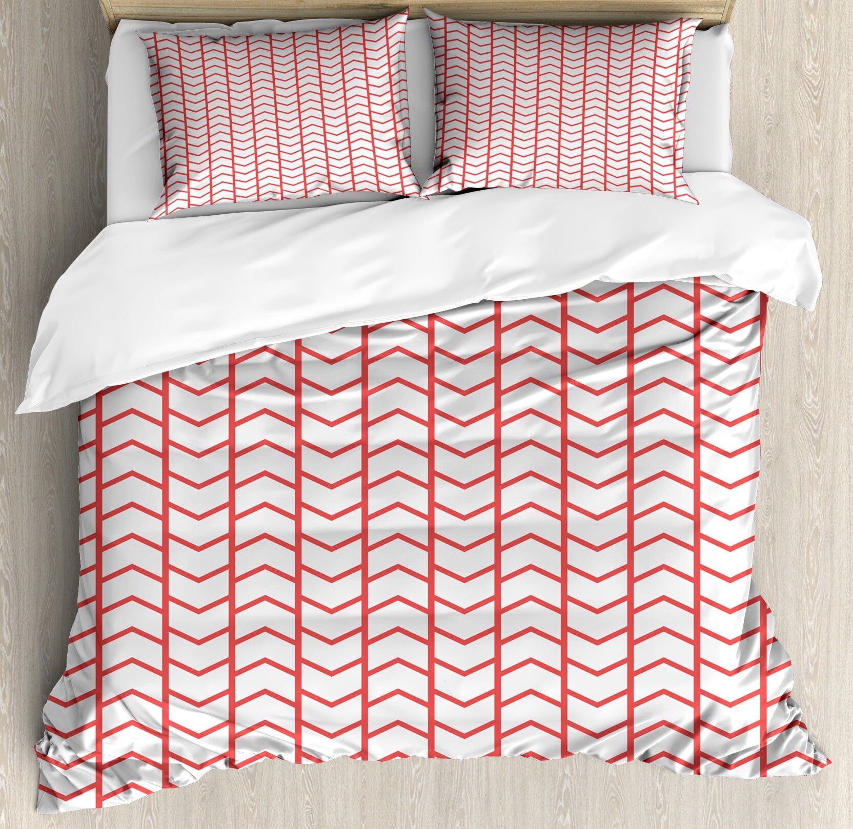 Modern Duvet Cover Set, Geometrical Chevron Lines and Triangle Shaped ...