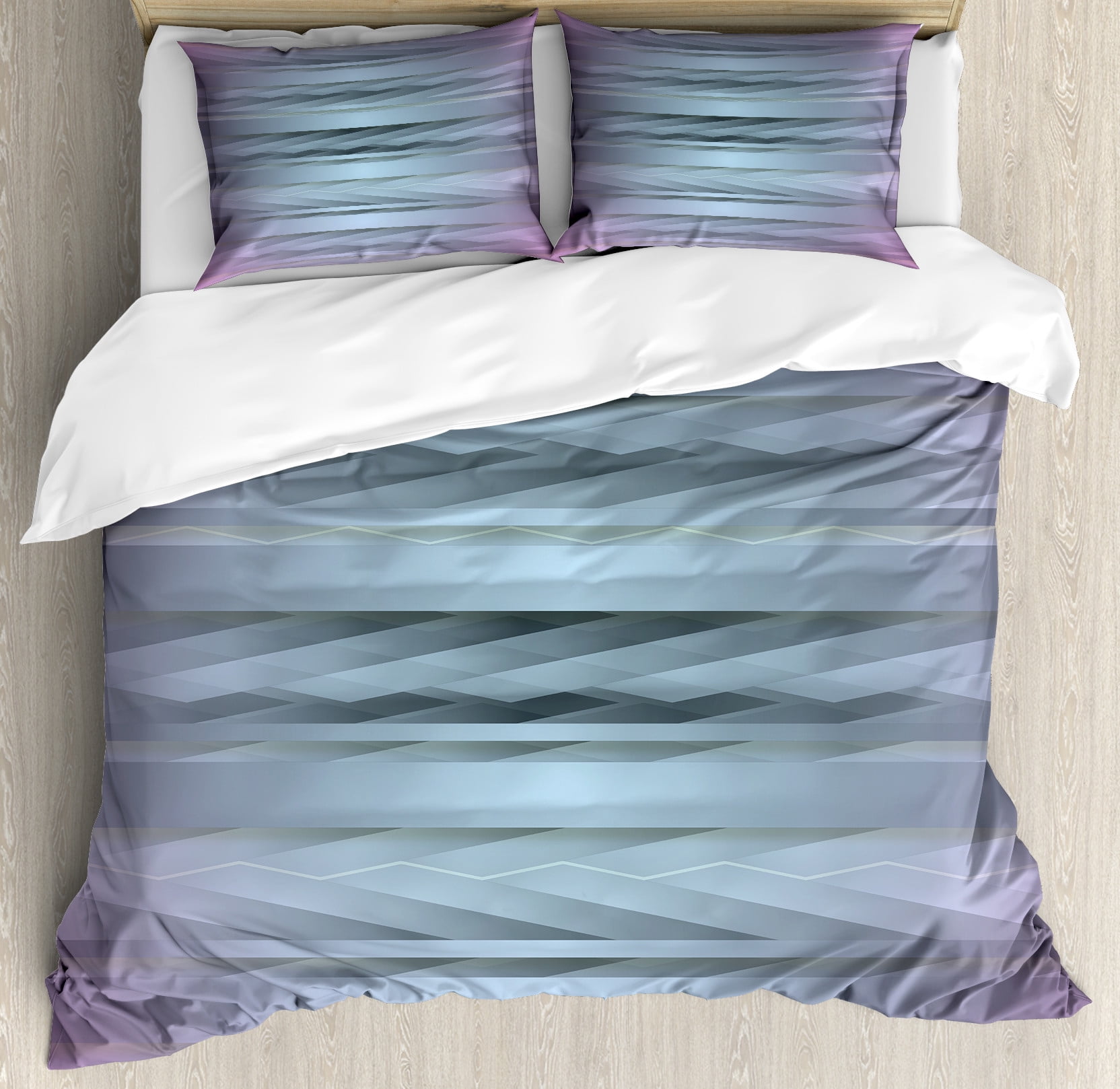 Modern Duvet Cover Set, Gradient Toned Zig Zag Retro 80s Party Style ...
