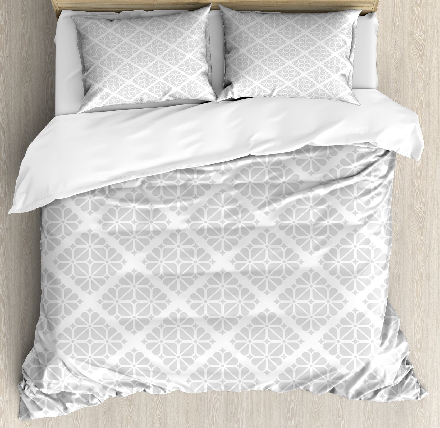 Modern Duvet Cover Set, Grid Style Diagonally Arranged Square Motifs ...