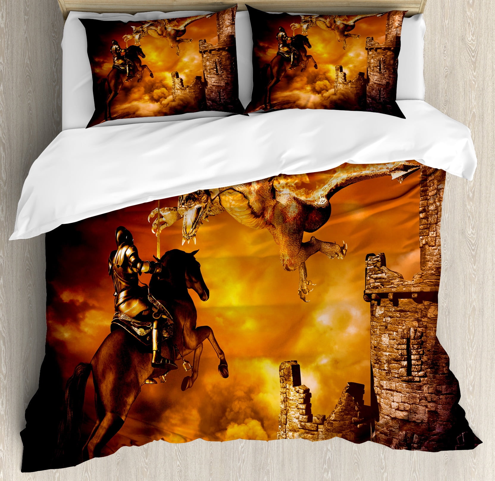 Modern Duvet Cover Set, with a Knight on a Horse Castle Mystic Art ...