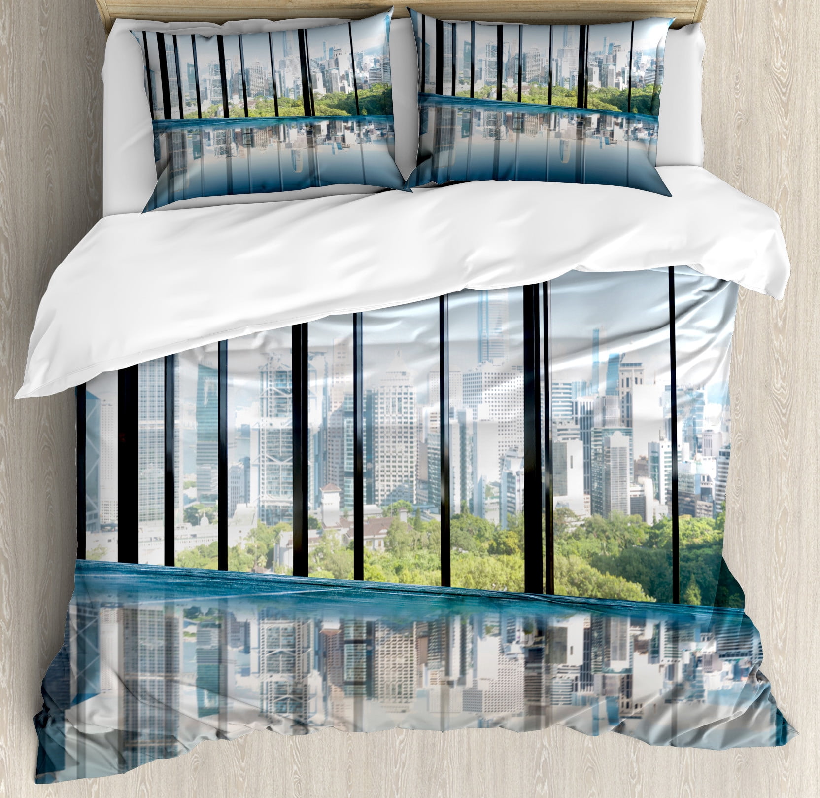 Modern Duvet Cover Set, Metropolitan Cityscape of New York Usa in ...