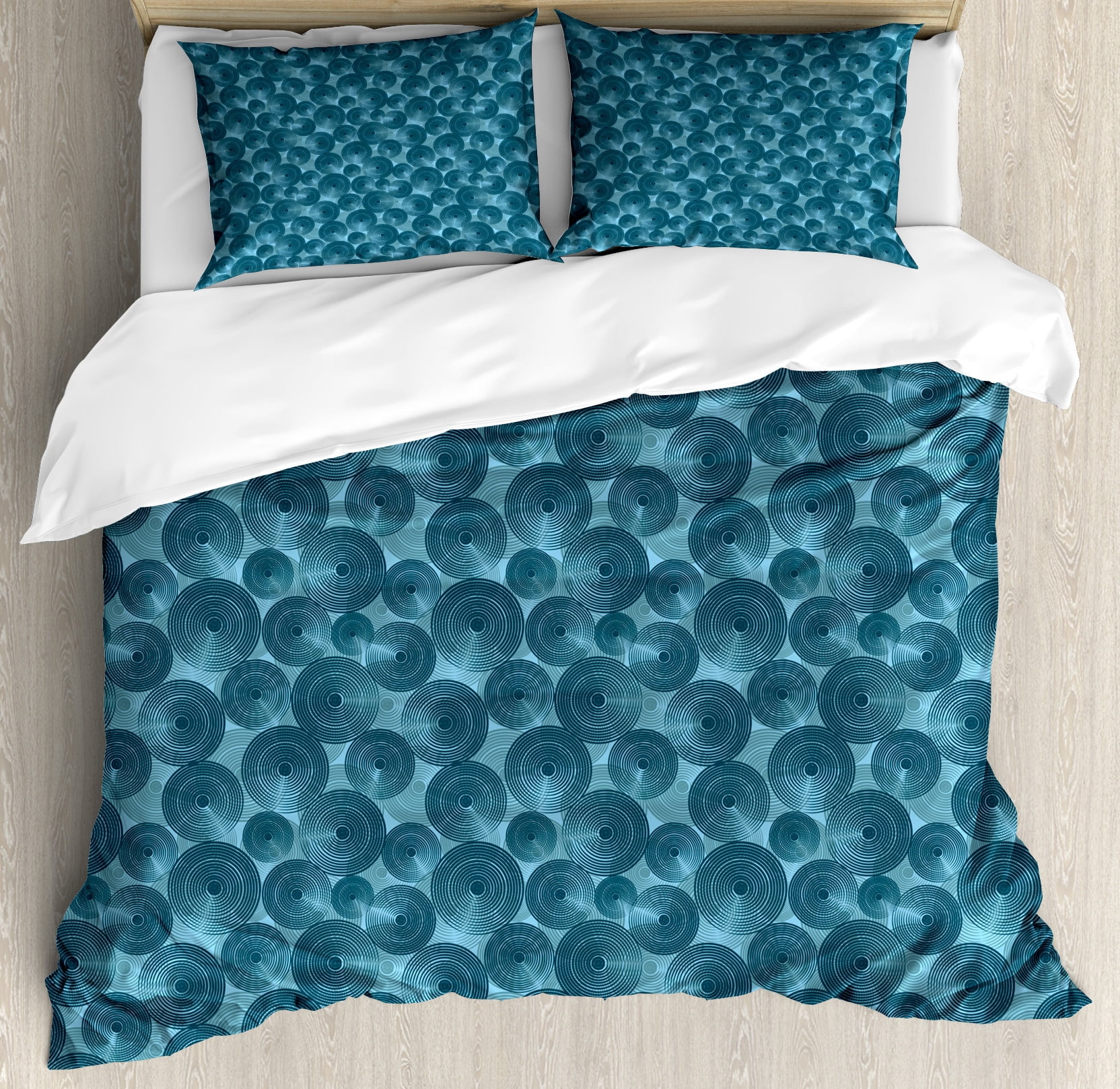 Modern Duvet Cover Set, Nested Circles with Dots in Repeating Form ...