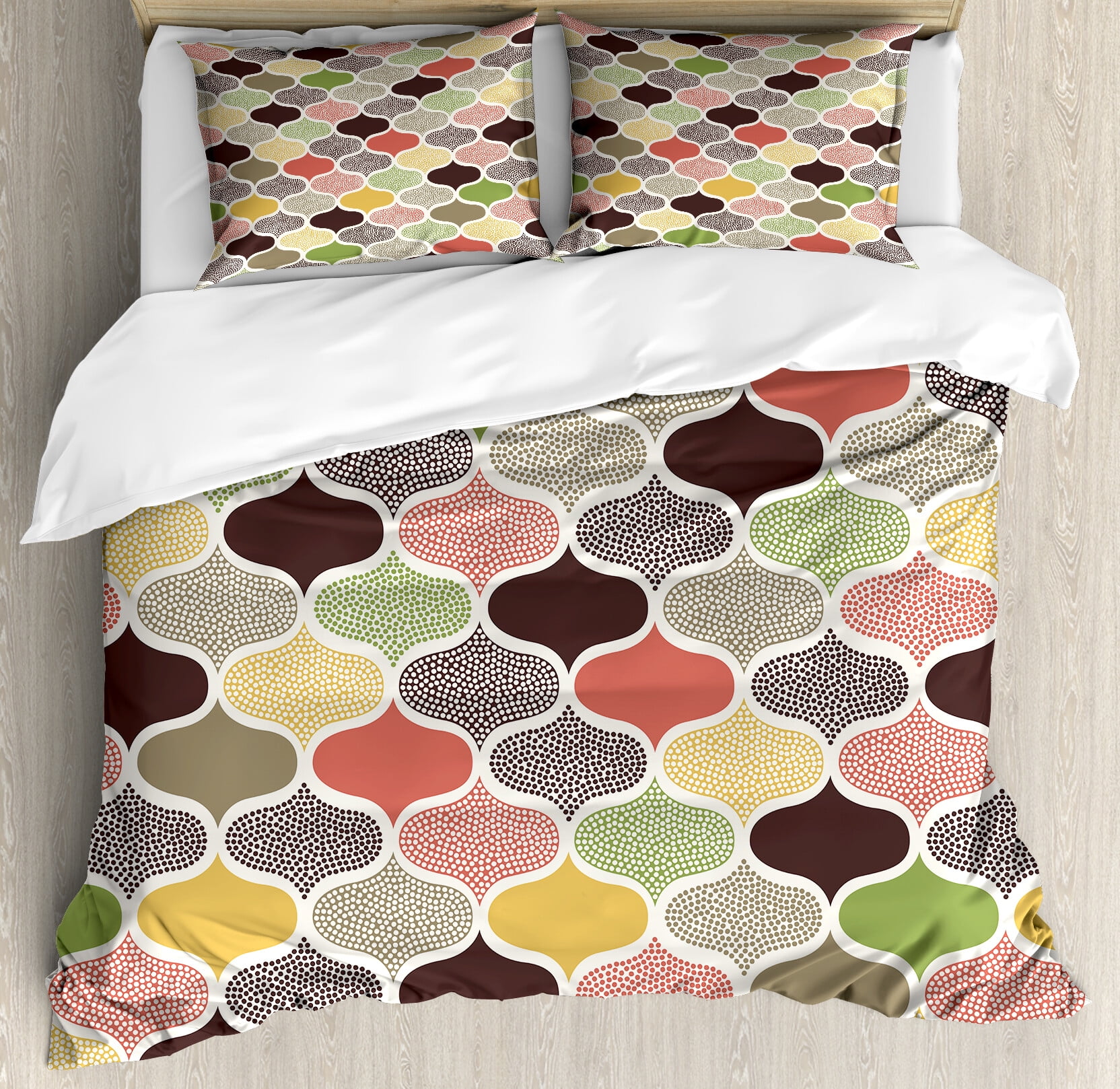 Modern Duvet Cover Set, Seamless Oriental Geometric Morrocan Doodle ...