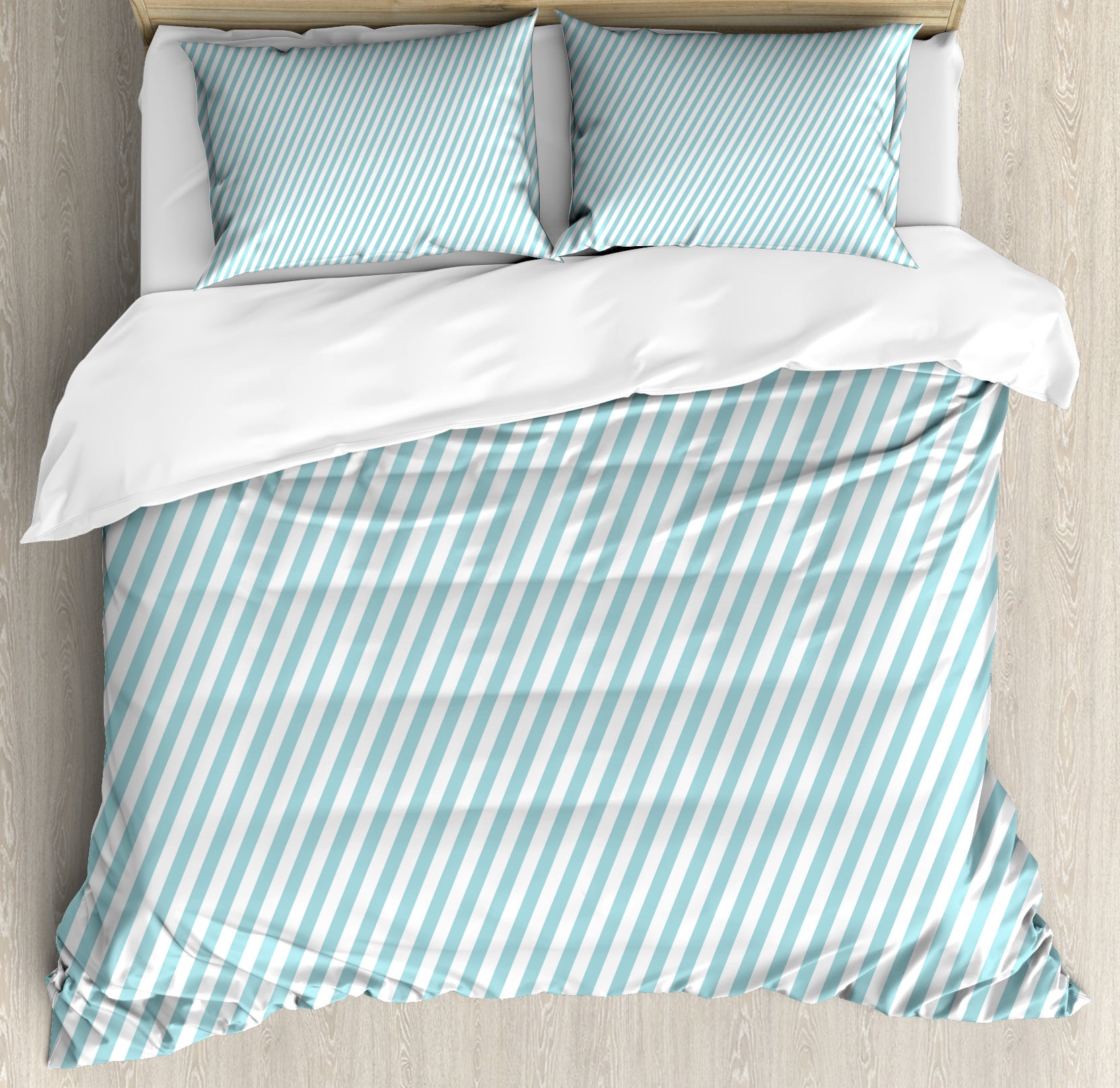 Modern Duvet Cover Set, Soft Colored Skewed Bold Stripes Lines ...