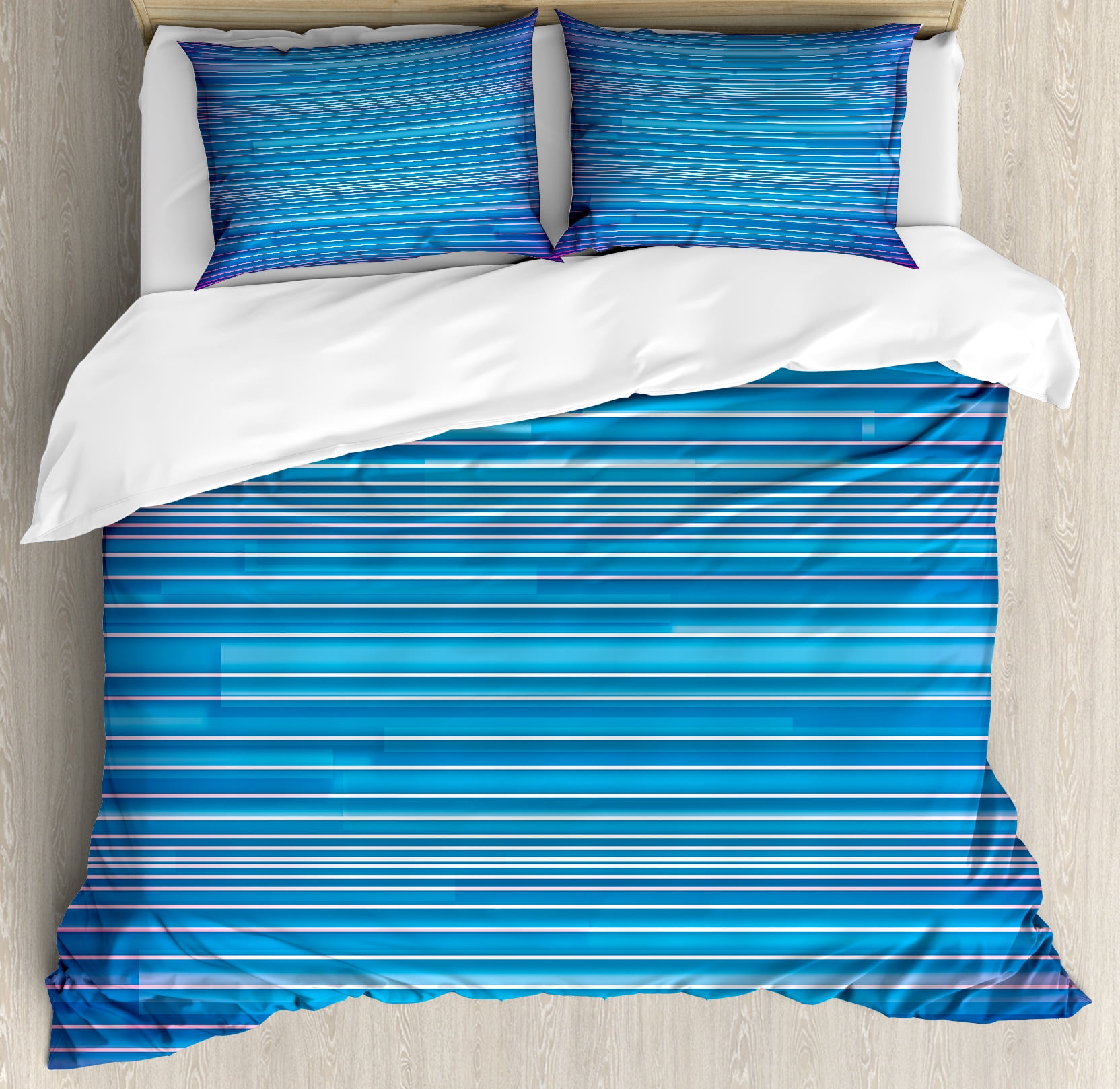 Modern Duvet Cover Set, Vibrant Gradient Linear Several Sized Lines ...
