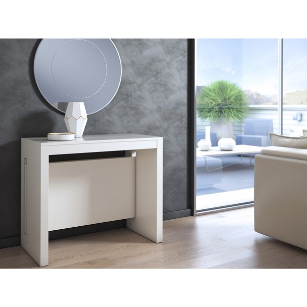 Modern Elasto Engineered Wood Italian Extendable Console Table in White ...