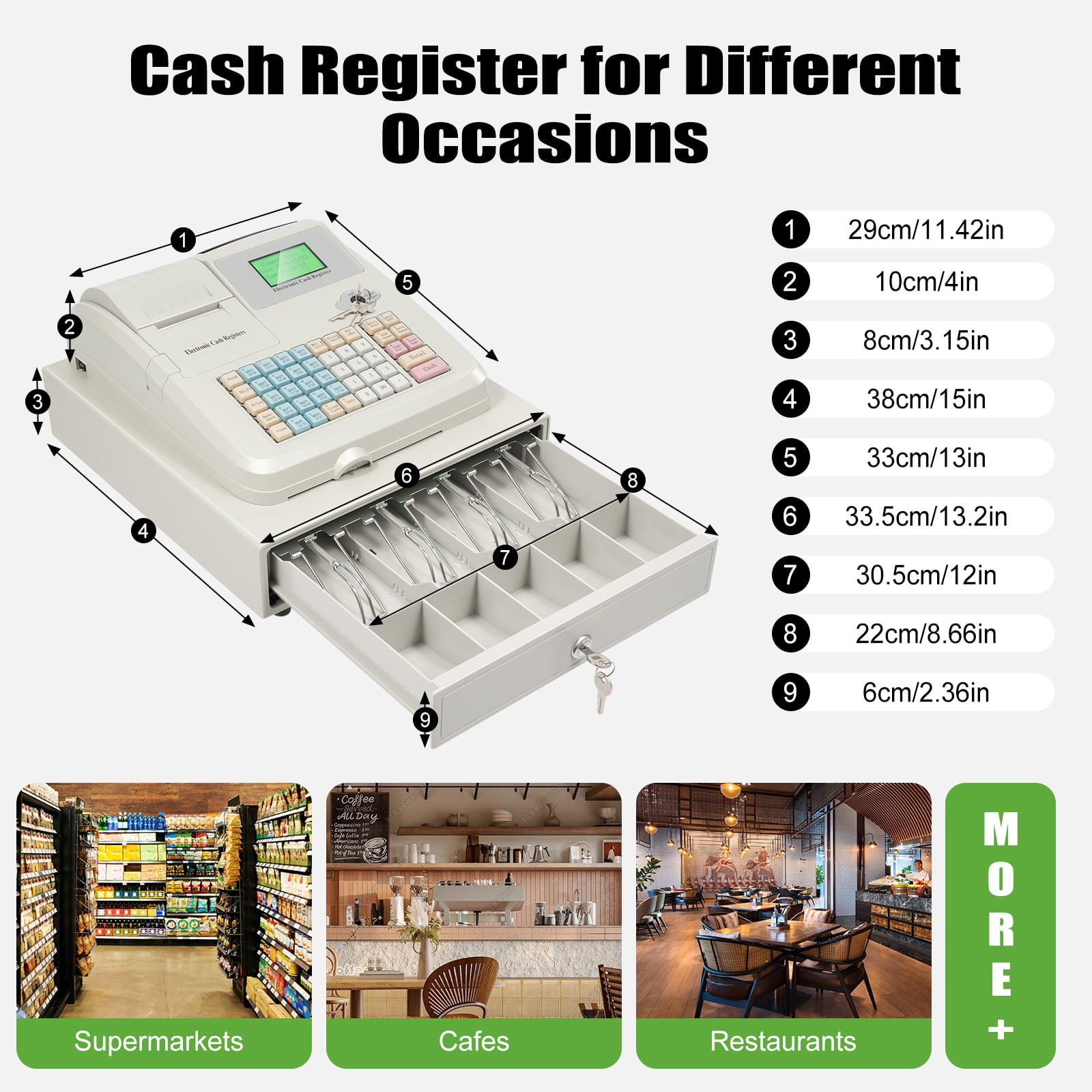 Modern Electronic Cash Register with Flat Keyboard & Thermal Printer ...