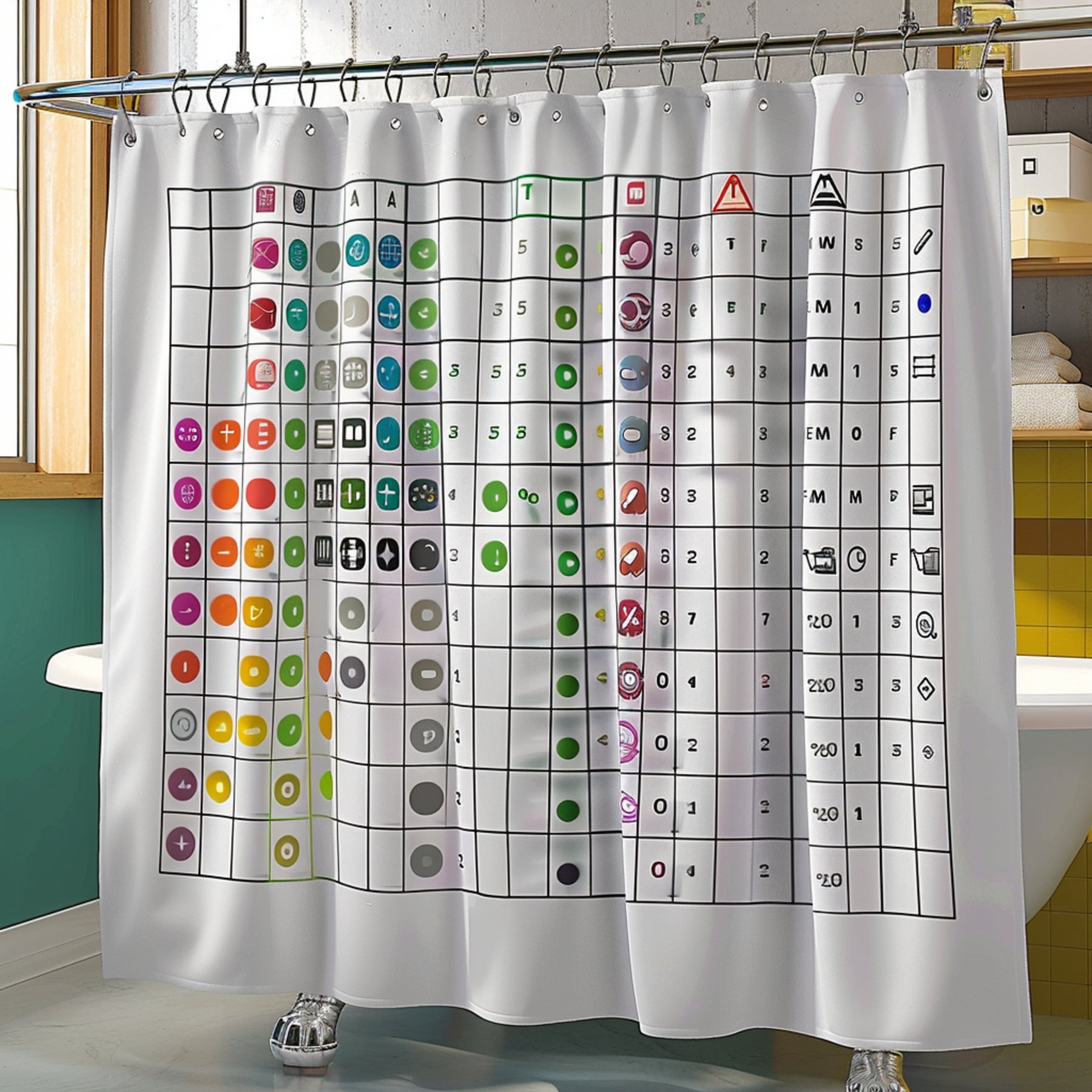 Modern Element Symbols Fabric Poster Design Shower Curtain White ...