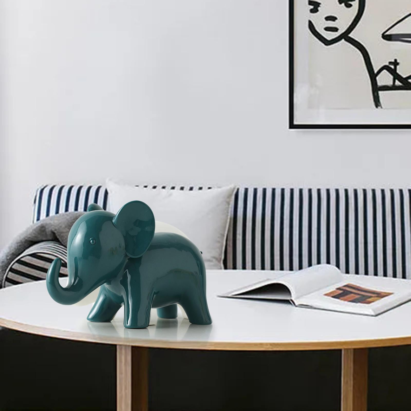 Modern Elephant Figurine Ceramic Animal Statue Collectible Crafts ...