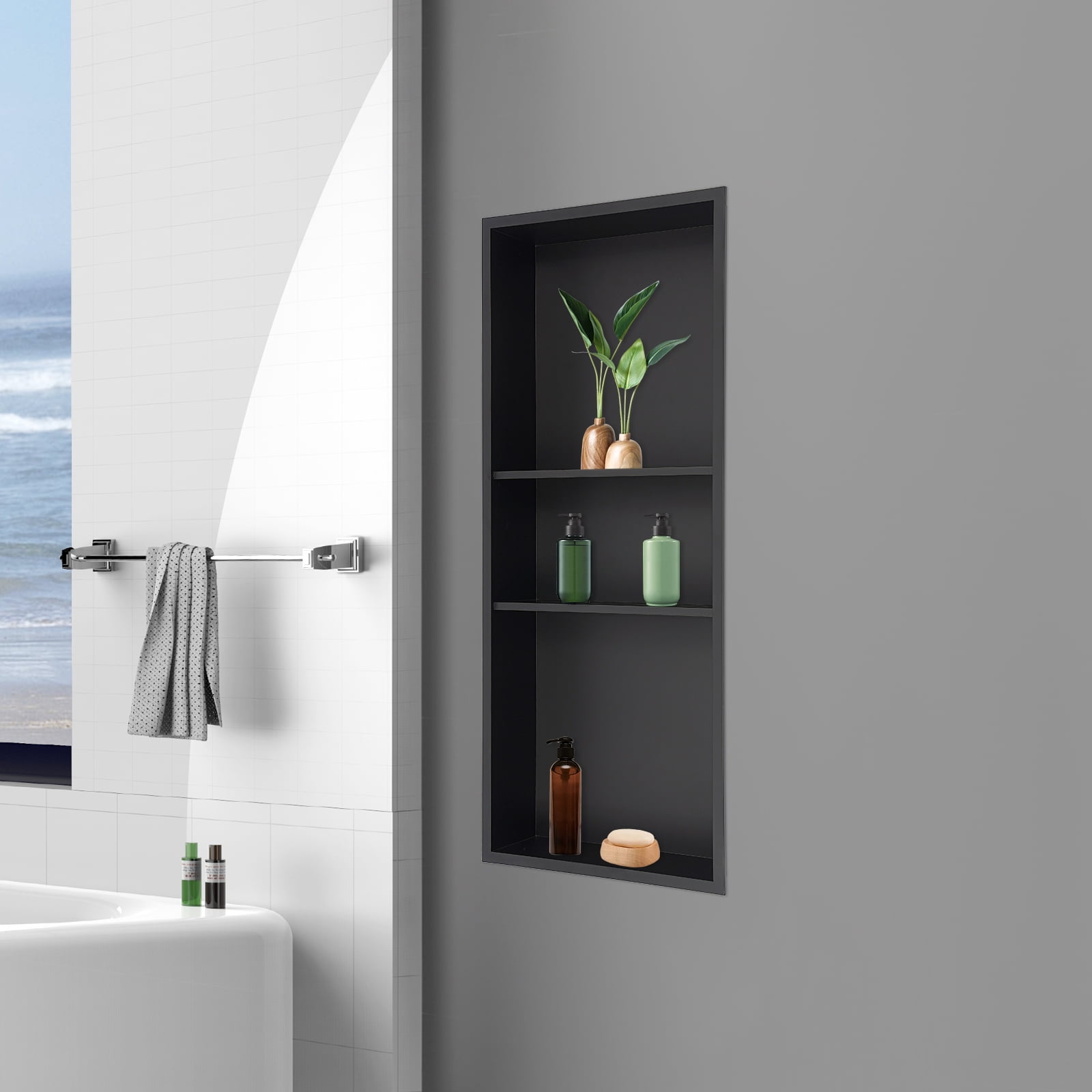 Modern Embedded Wall Niche Shelf – 3 Tiers, 30.5cm Tier Length, Smooth ...