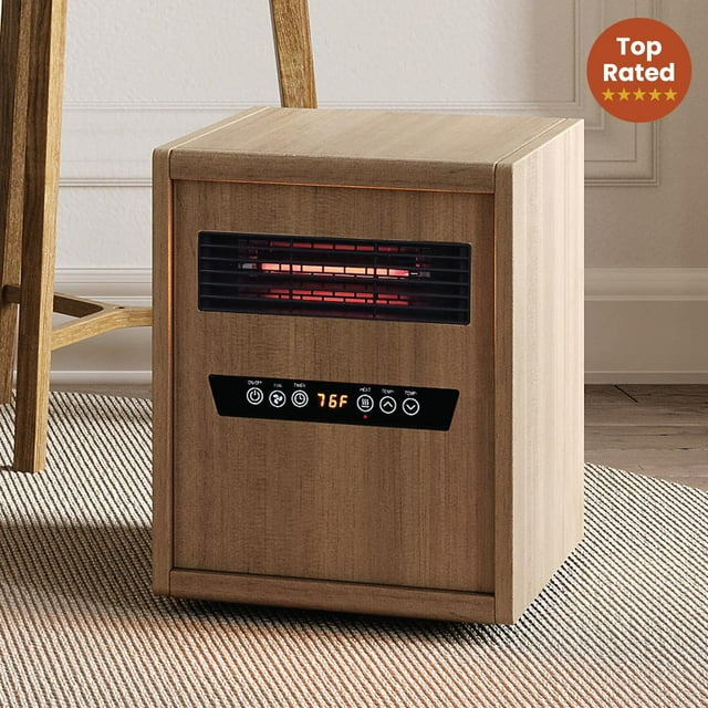 Modern Ember Portable Rolling Infrared Space Heater in Light Oak ...