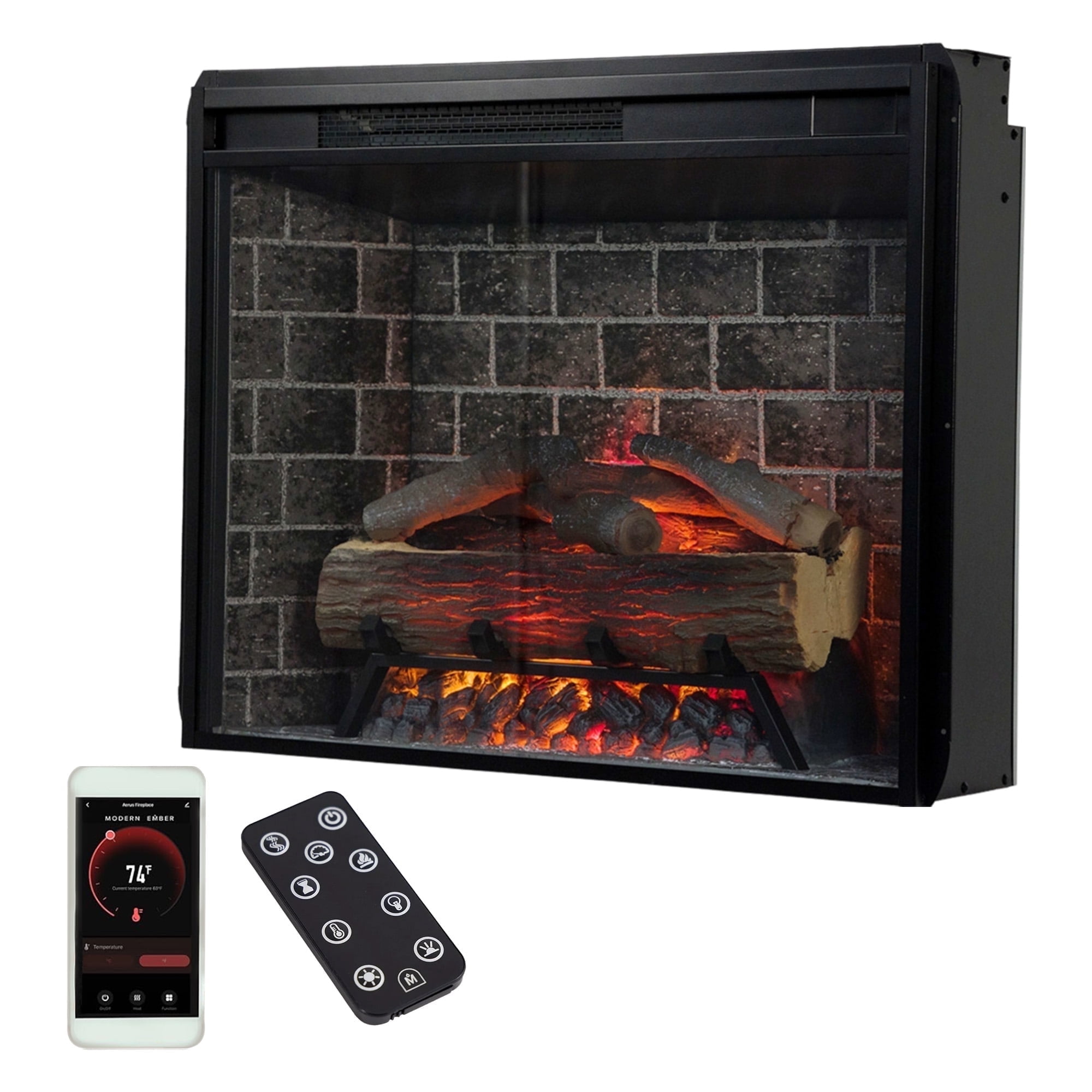 Modern Ember Uptown 28 inch Smart Electric Fireplace Insert - Black ...