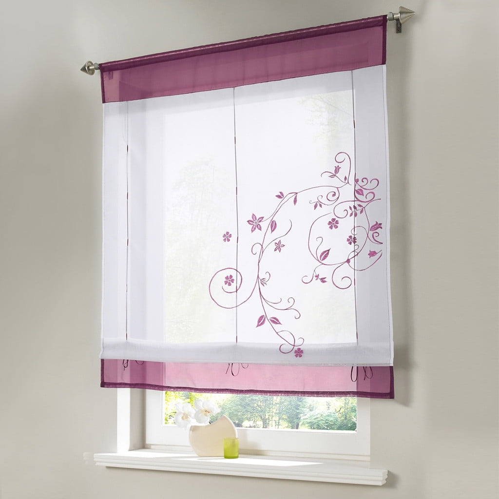 Modern Embroidered Roman Blind 60x120cm - Tulle Short Window Shade ...
