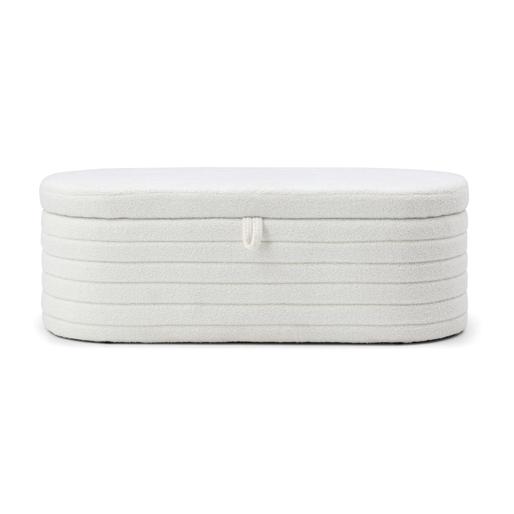 Modern End Of Bed Bench With Storage, Upholstered Sherpa Fabric Large ...