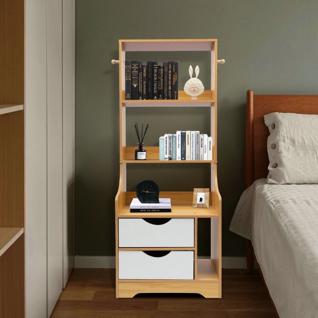 Modern End Table Wood Nightstand Side Table Cabinet Bedside Table with ...