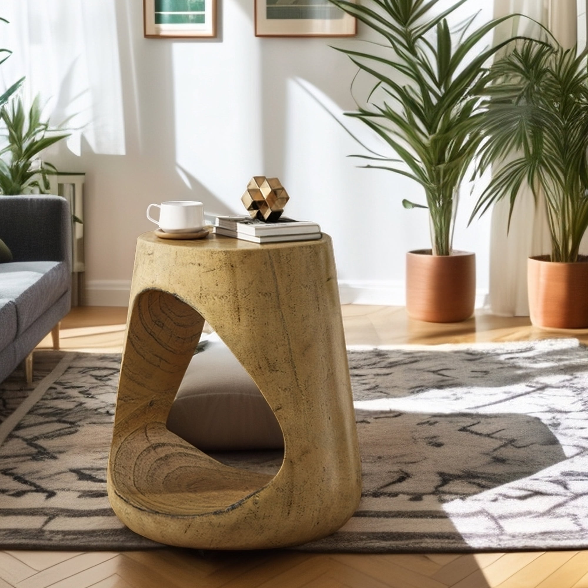 Modern End Table with Hollow Base Design,Coffee Table with Wide ...