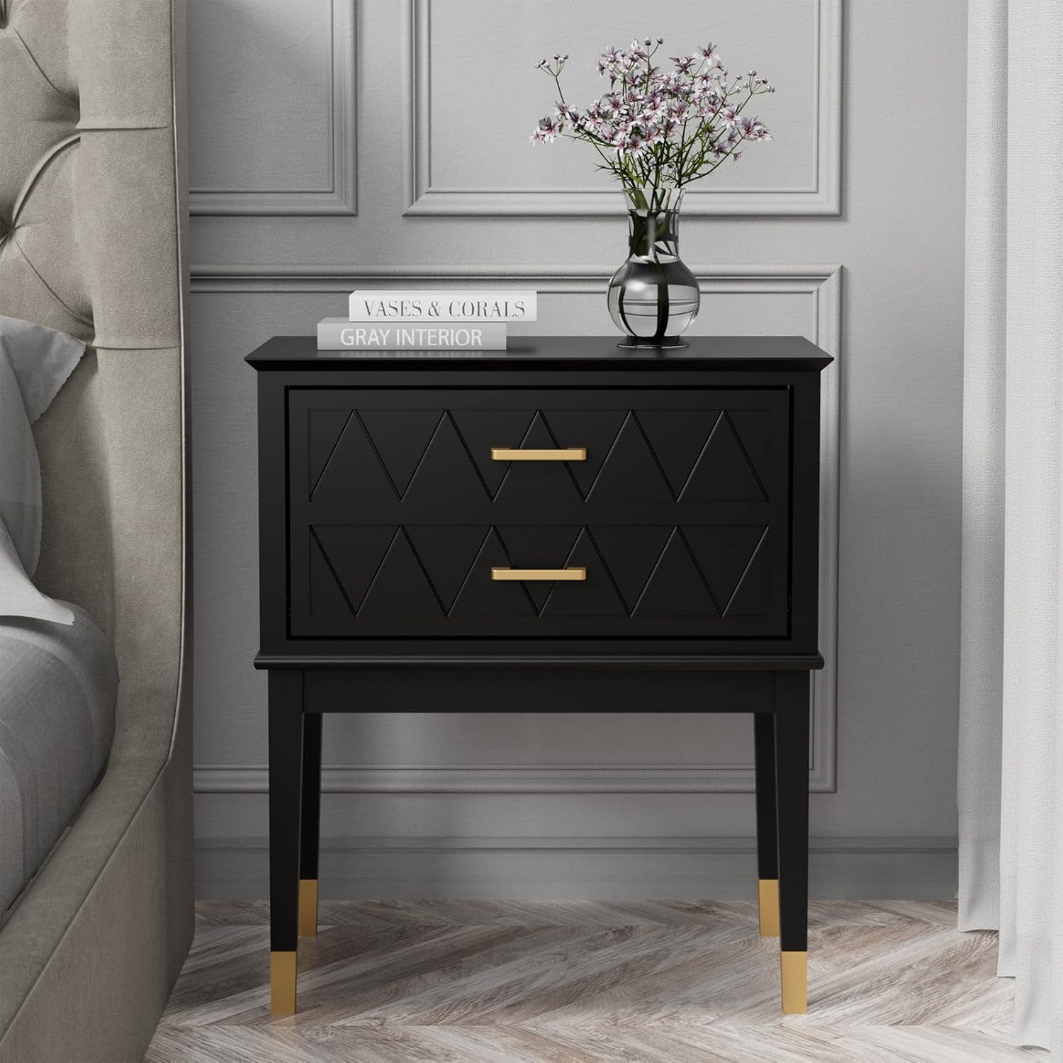Modern End Table with Storage Drawer, 23.6 Inch Tall Nightstand for ...