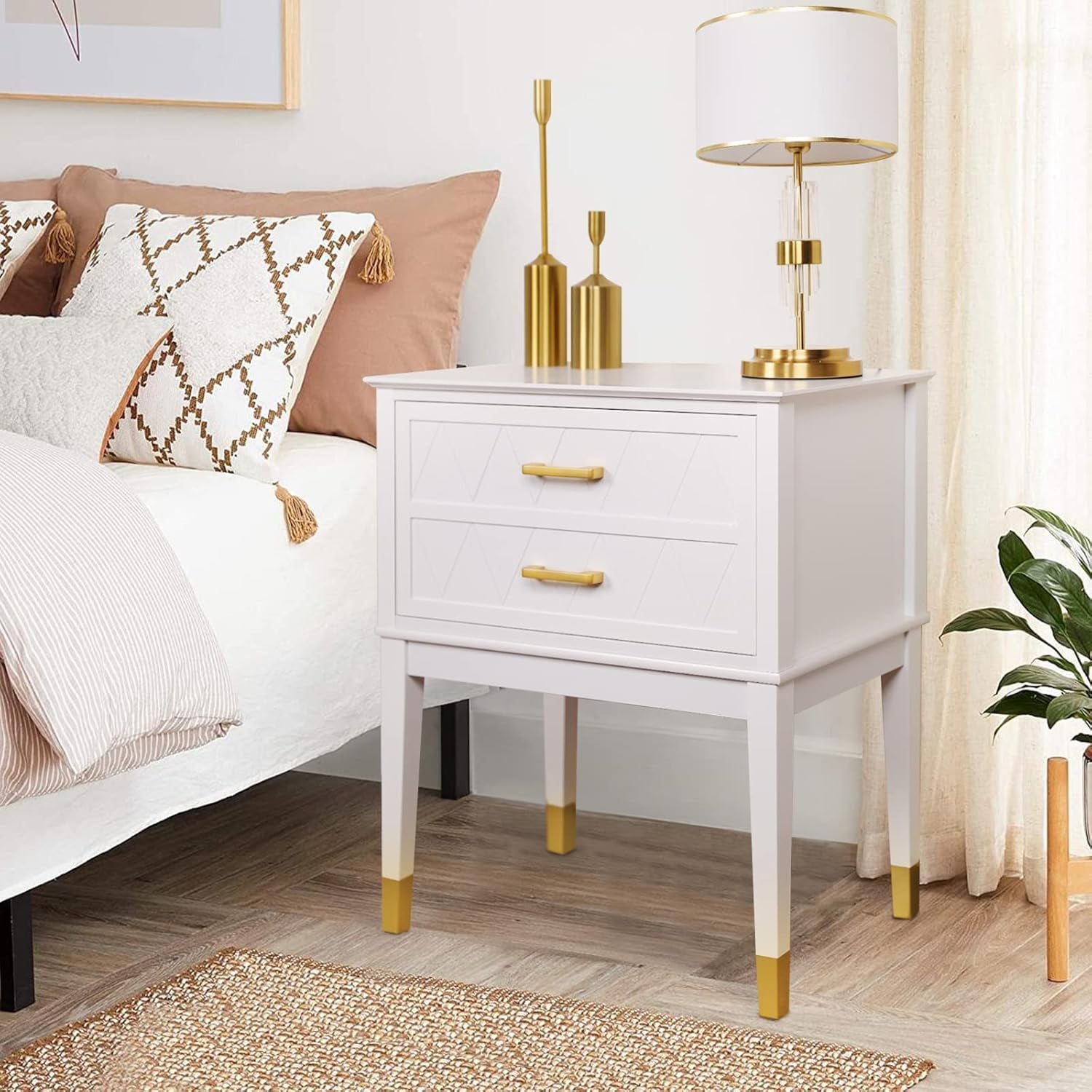 Modern End Table with Storage Drawer, 23.6 Inch Tall Nightstand for ...