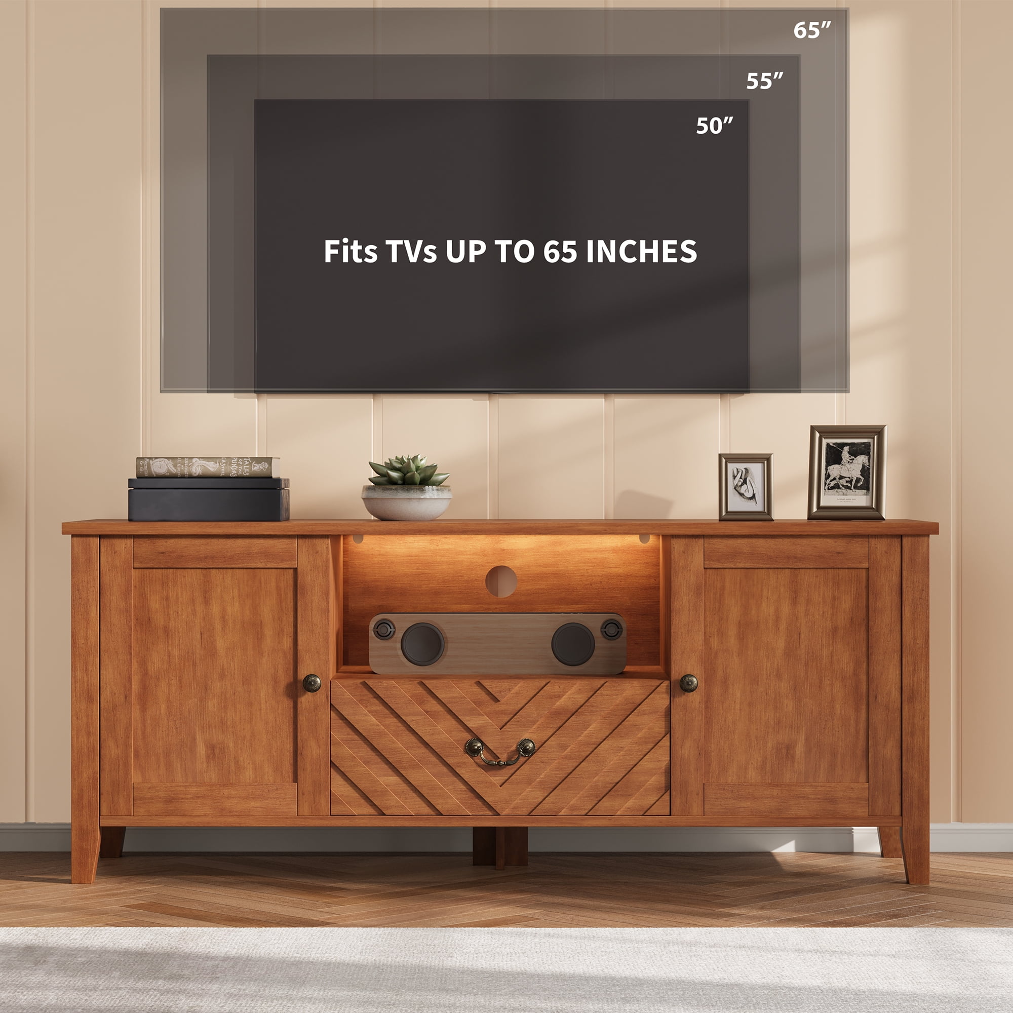 Modern Entertainment Center for 65 Inch Tv, TV Stand with Led Lights ...