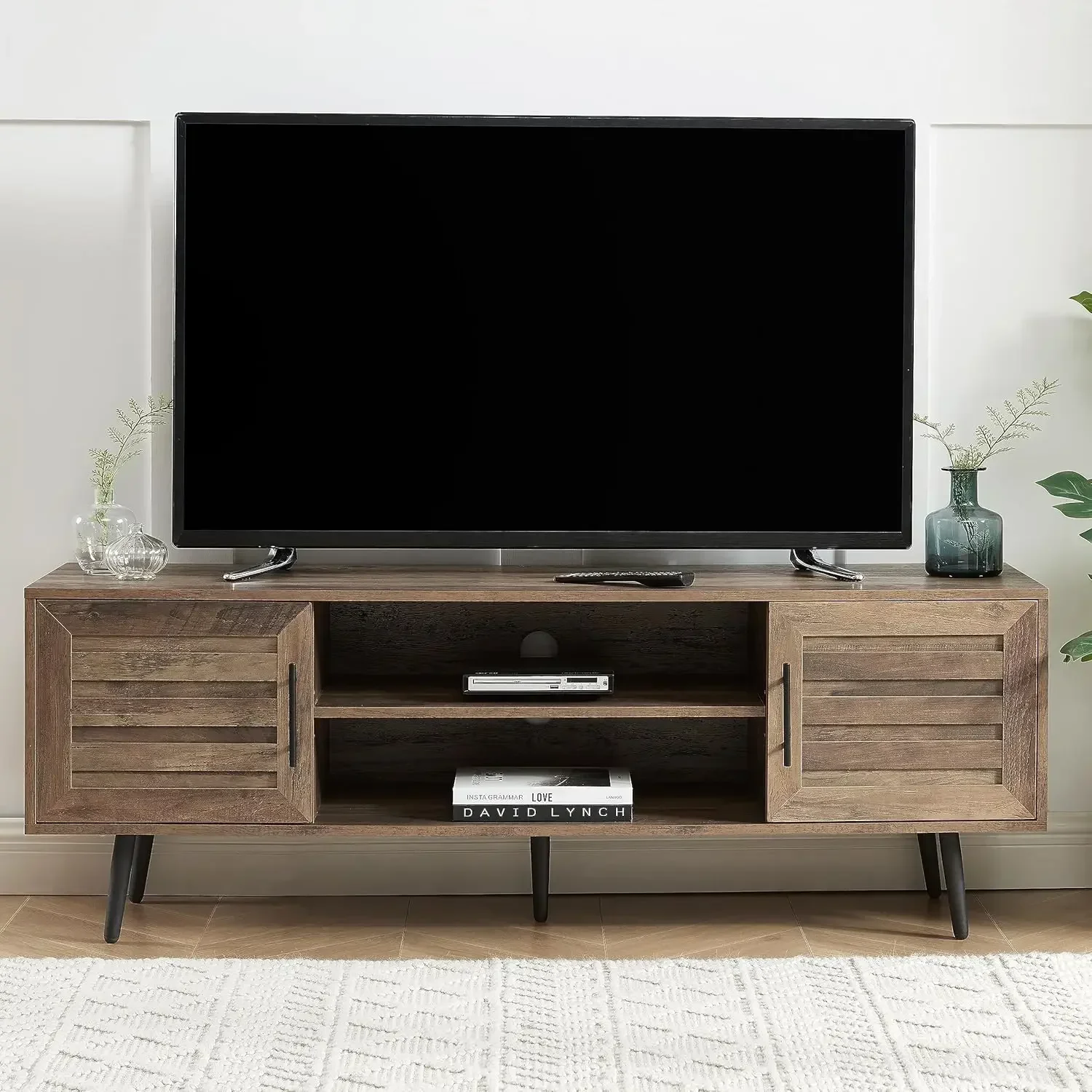 Modern Entertainment Center for TVs up to inches, Boho TV Console with ...