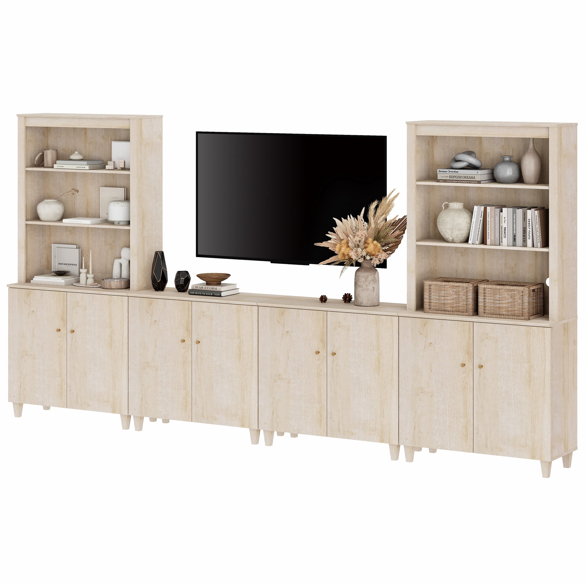 Modern Entertainment Center with Bookshelves and Cabinets for 75" TVs ...