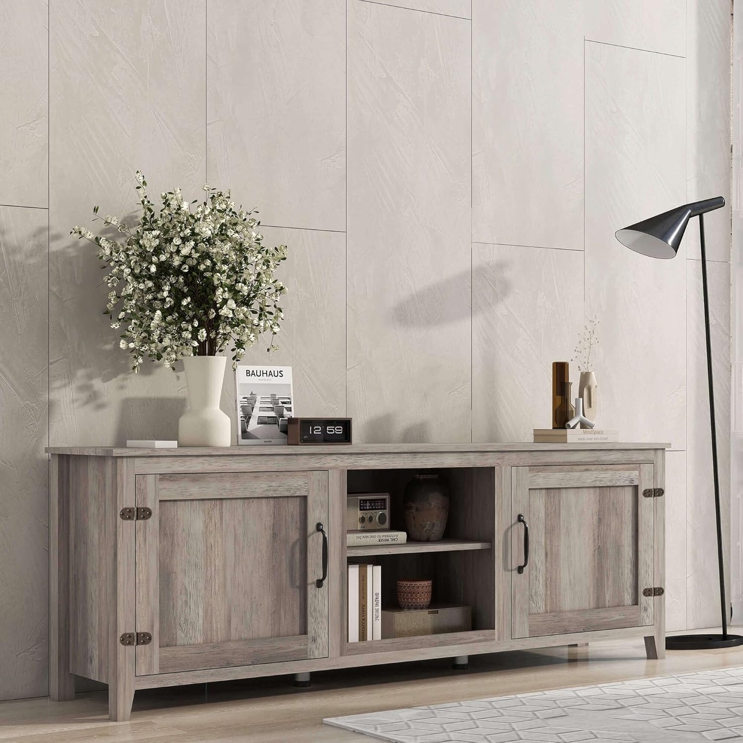 Modern Entertainment Center with Doors for 55 65 70 75 inch TV Stand ...