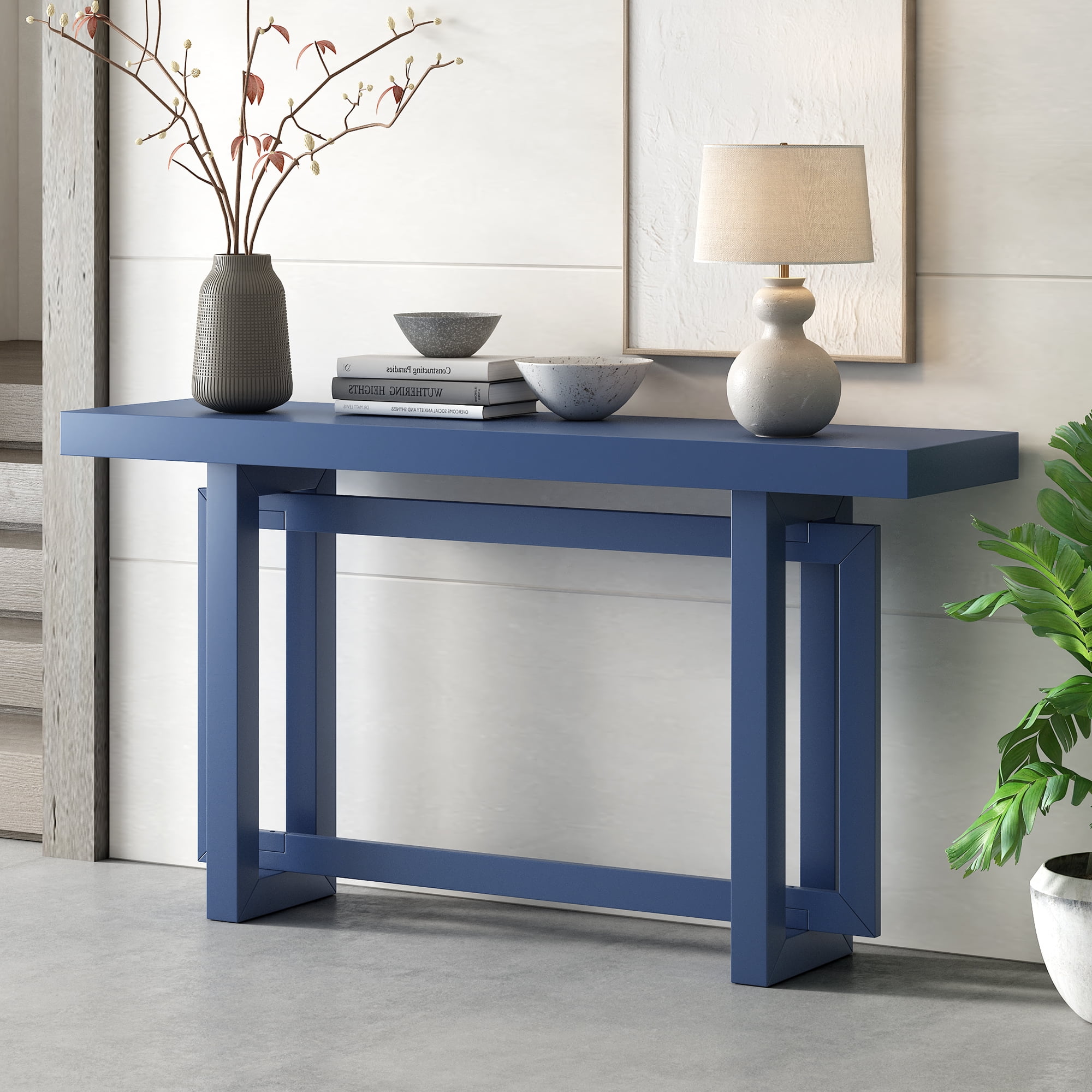 Modern Entryway Console Table, Long Sofa Table with Wood Top, Narrow ...