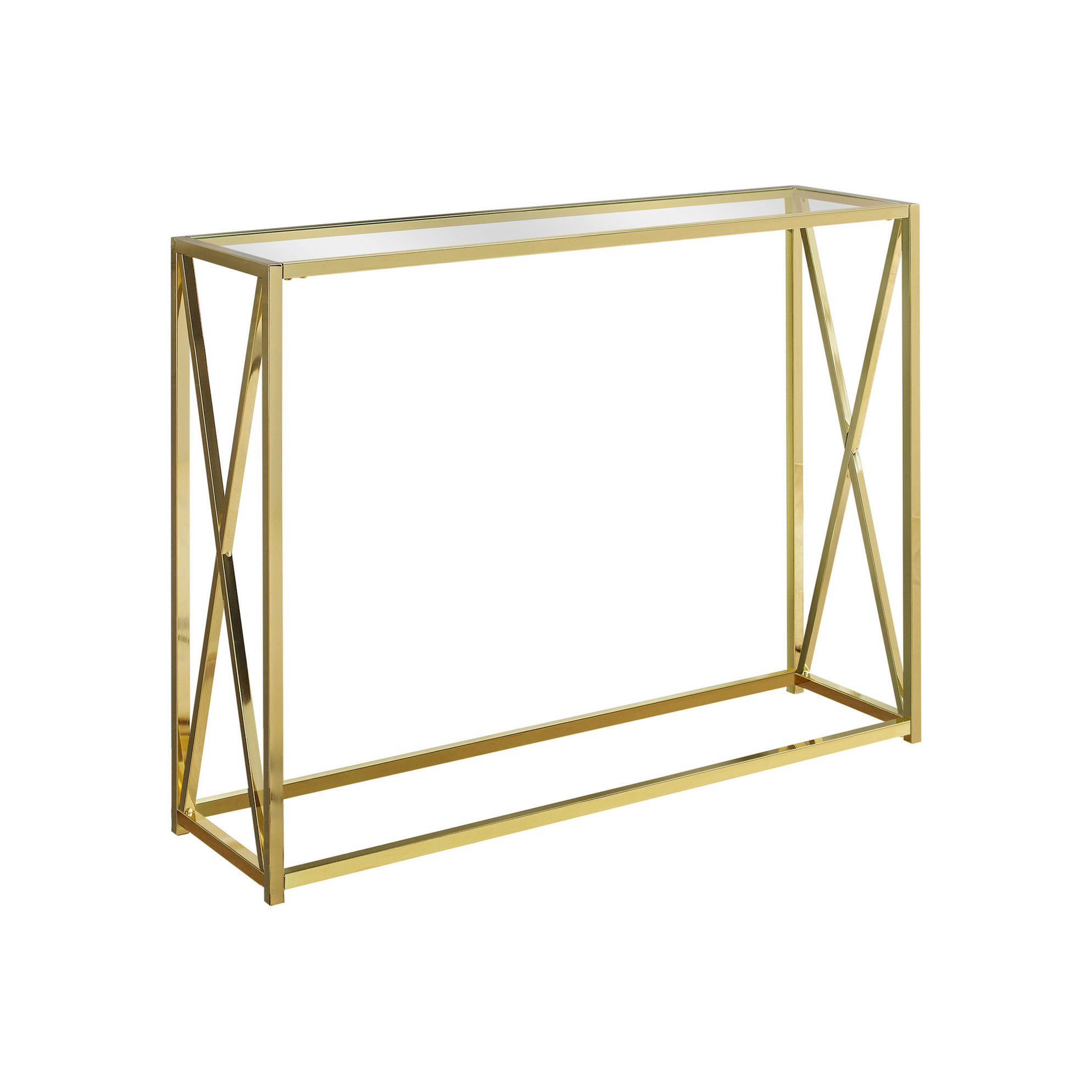 Modern Entryway Console Table With Thick Clear Glass Top And Polished ...