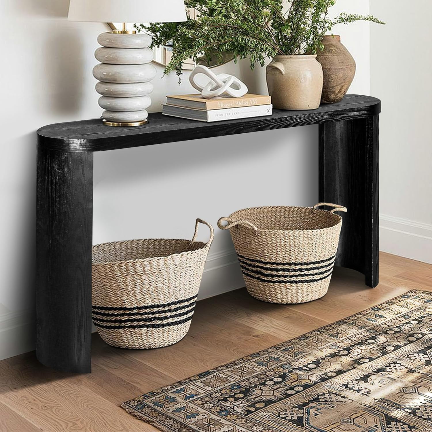 Modern Entryway Table with Curved Legs, Thick Top Console Table with ...