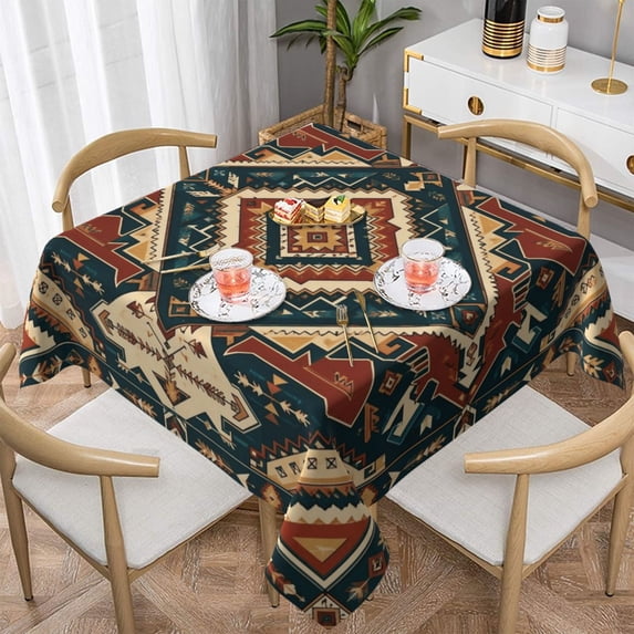 Modern Ethnic Geometric Wall Art Square Tablecloth 60x60 Waterproof ...
