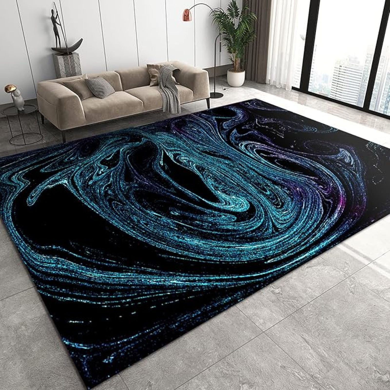 Modern European Creativity Area Rugs, Emerald Green Fluid Art Oil ...