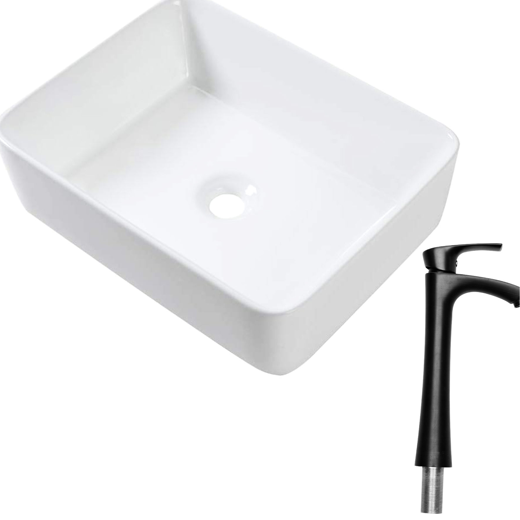 Modern European - Inspired 19x15 inch White Vessel Sink and Faucet ...
