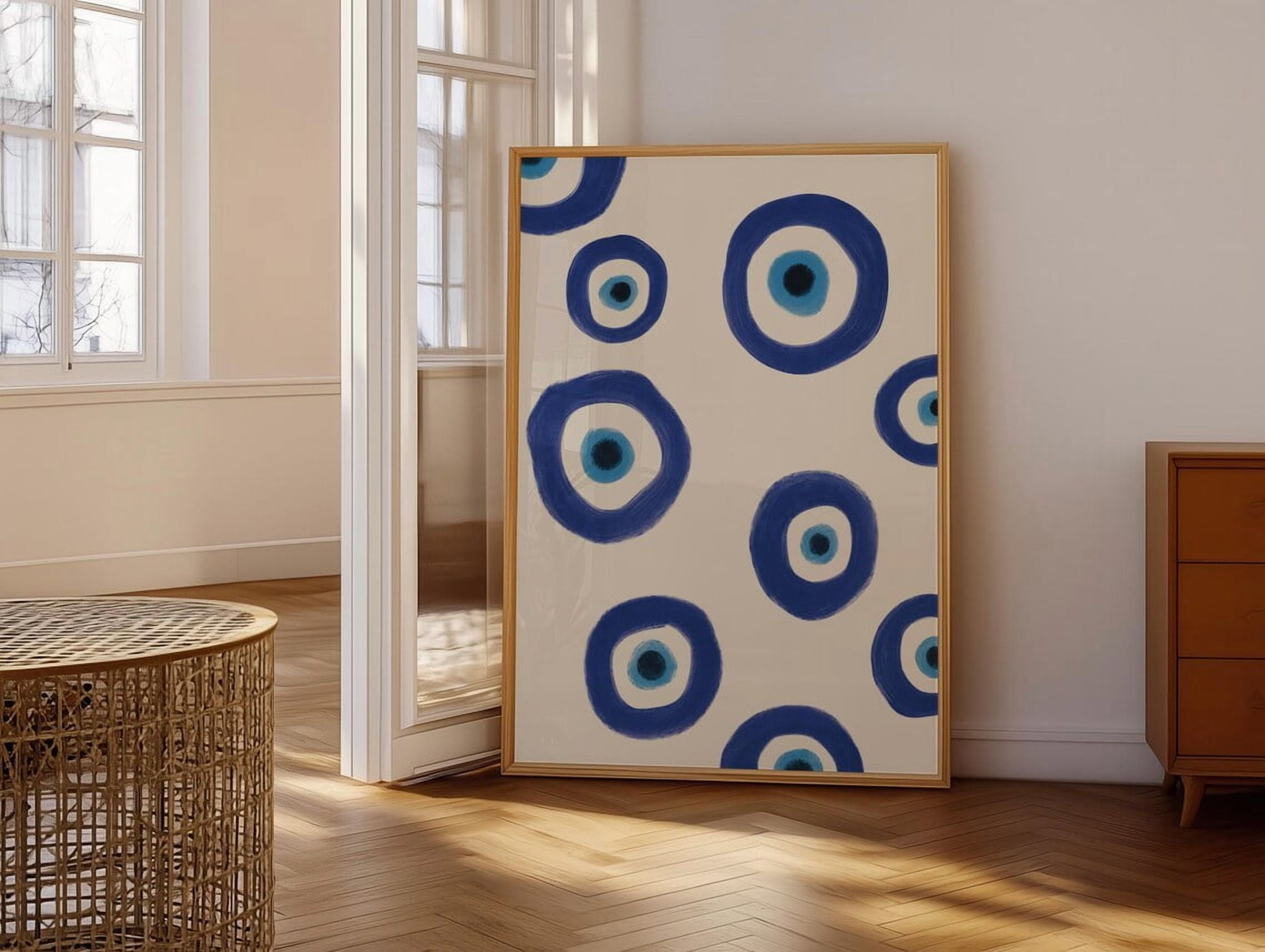 Modern Evil Eye Print, Blue Nazar, Minimalist Mediterranean UNFRAMED ...