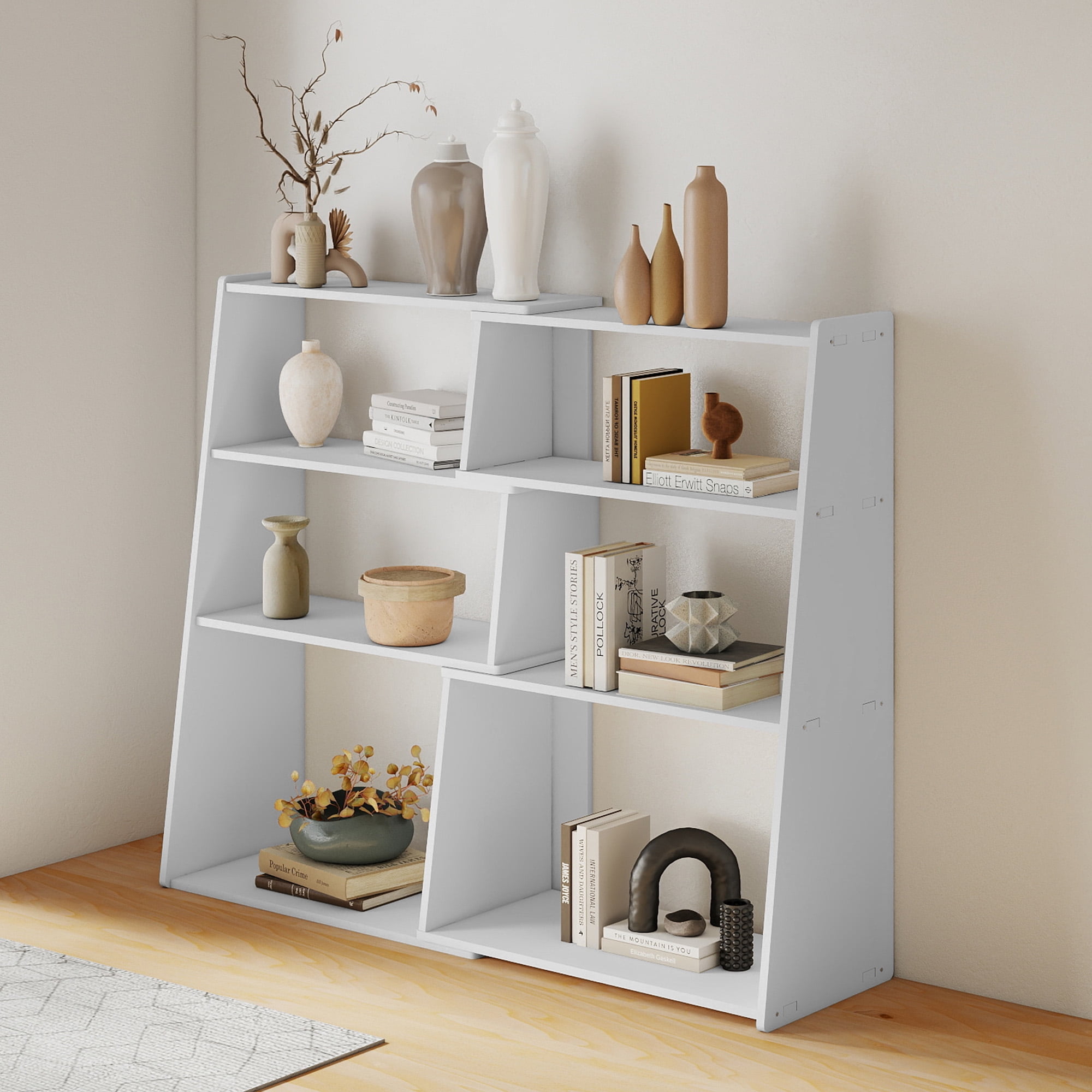 Modern Expandable Bookshelf, 3-Tier Short Bookcase with Open Storage ...