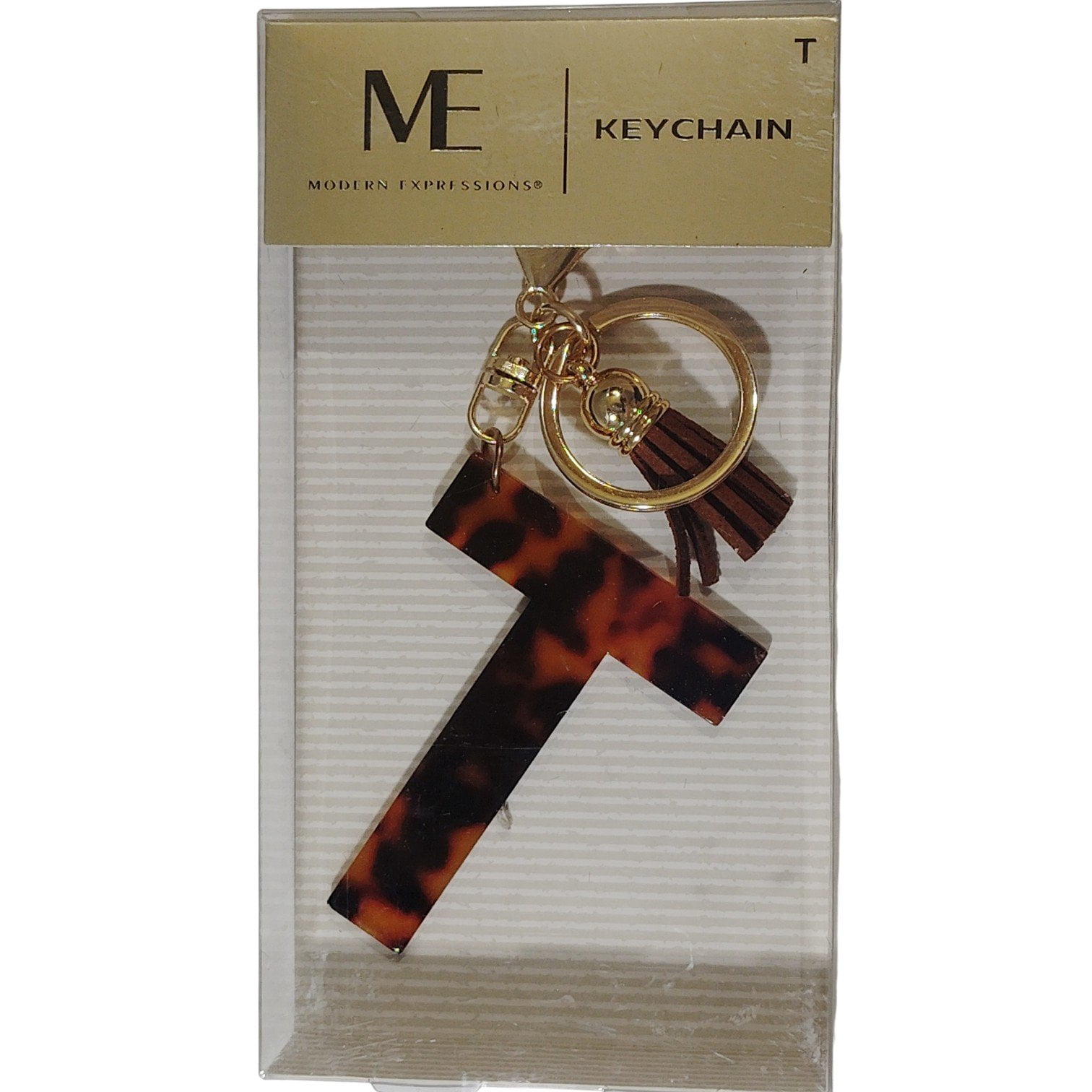 Modern Expressions Keychain – Letter “T” – Brown Marble – Tassel ...