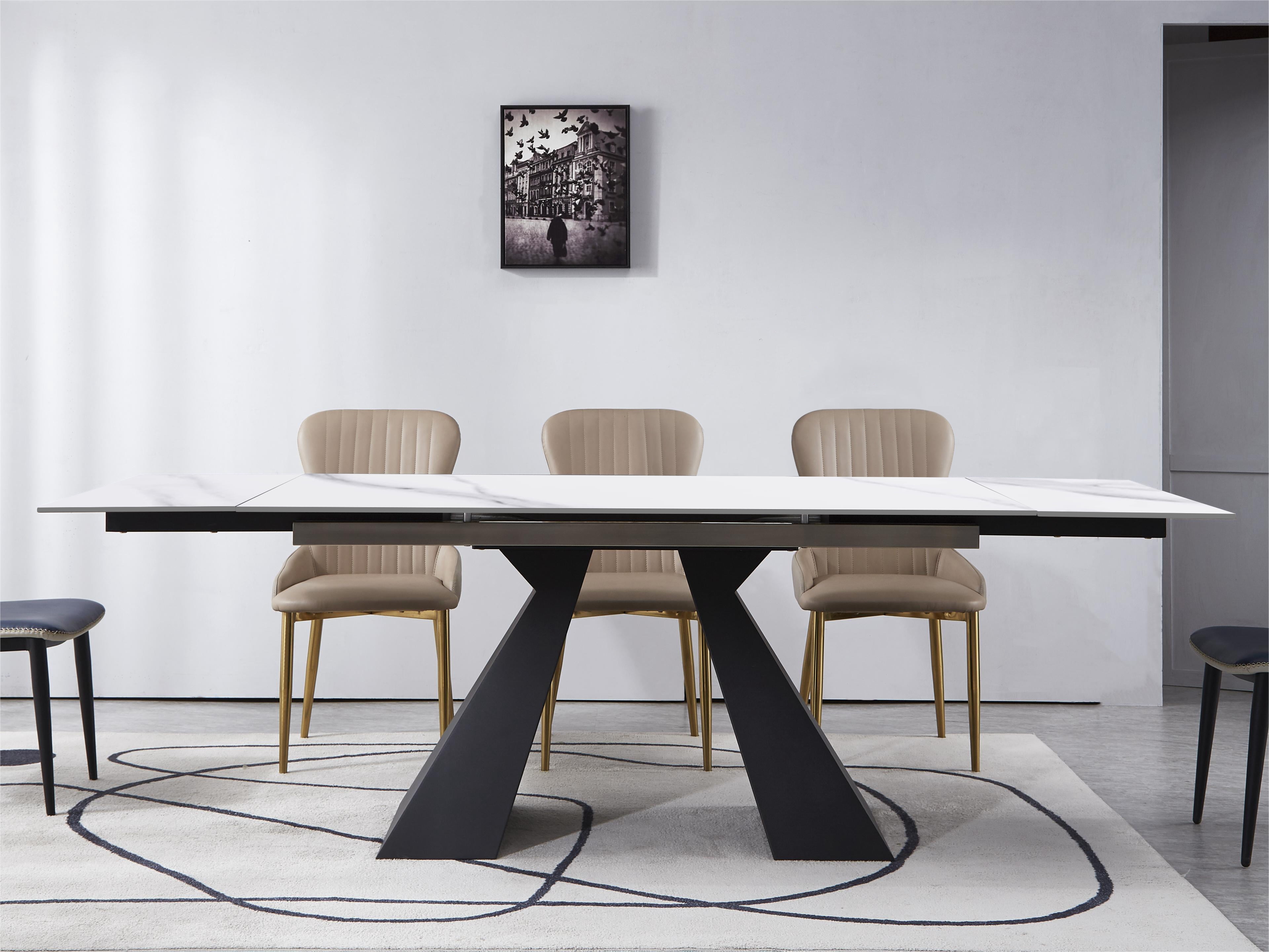 Modern Extendable Dining Table, Maximum Expanded 79", Antique White ...