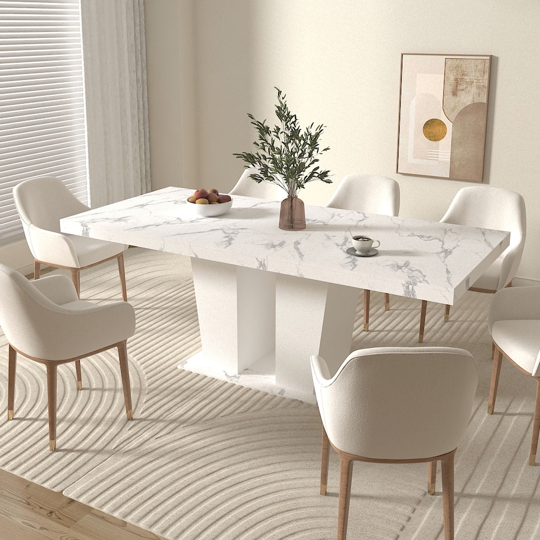 Modern Extendable Dining Table with Wide Feet / Guarantee Robust ...