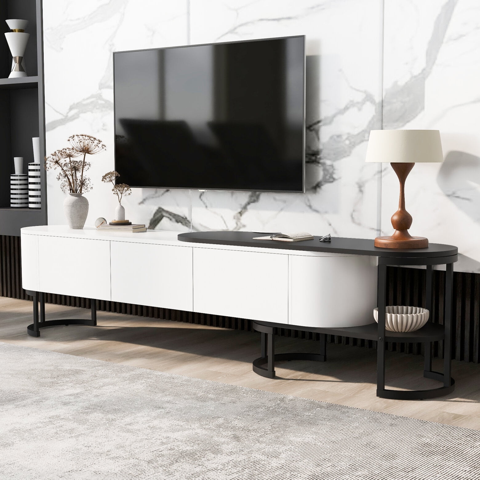 Modern Extendable TV Stand, TV Media Console for TVs up to 75 Inches ...