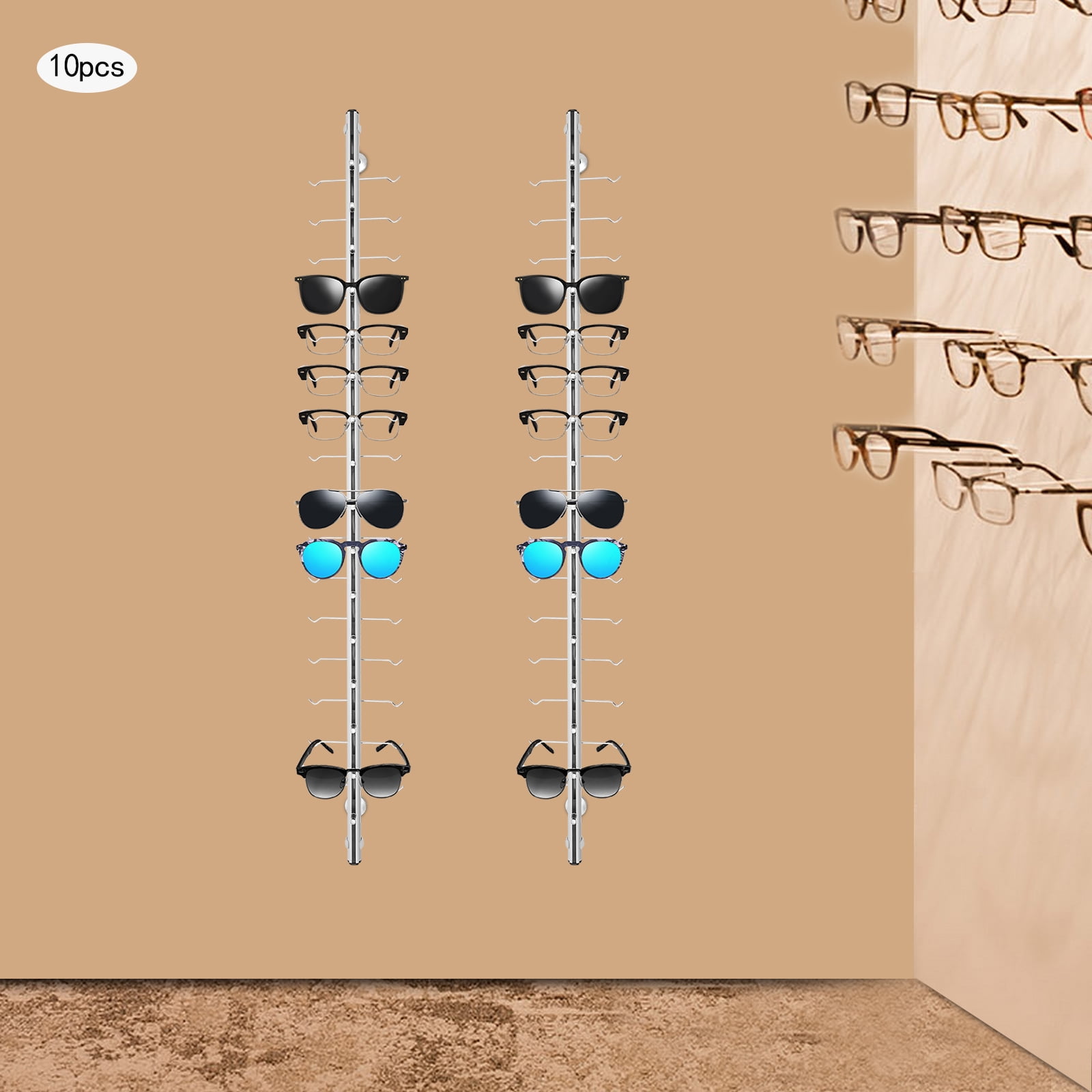 Modern Eyeglasses Display Stand, Wall-Mounted with 16 Holders, Sleek ...