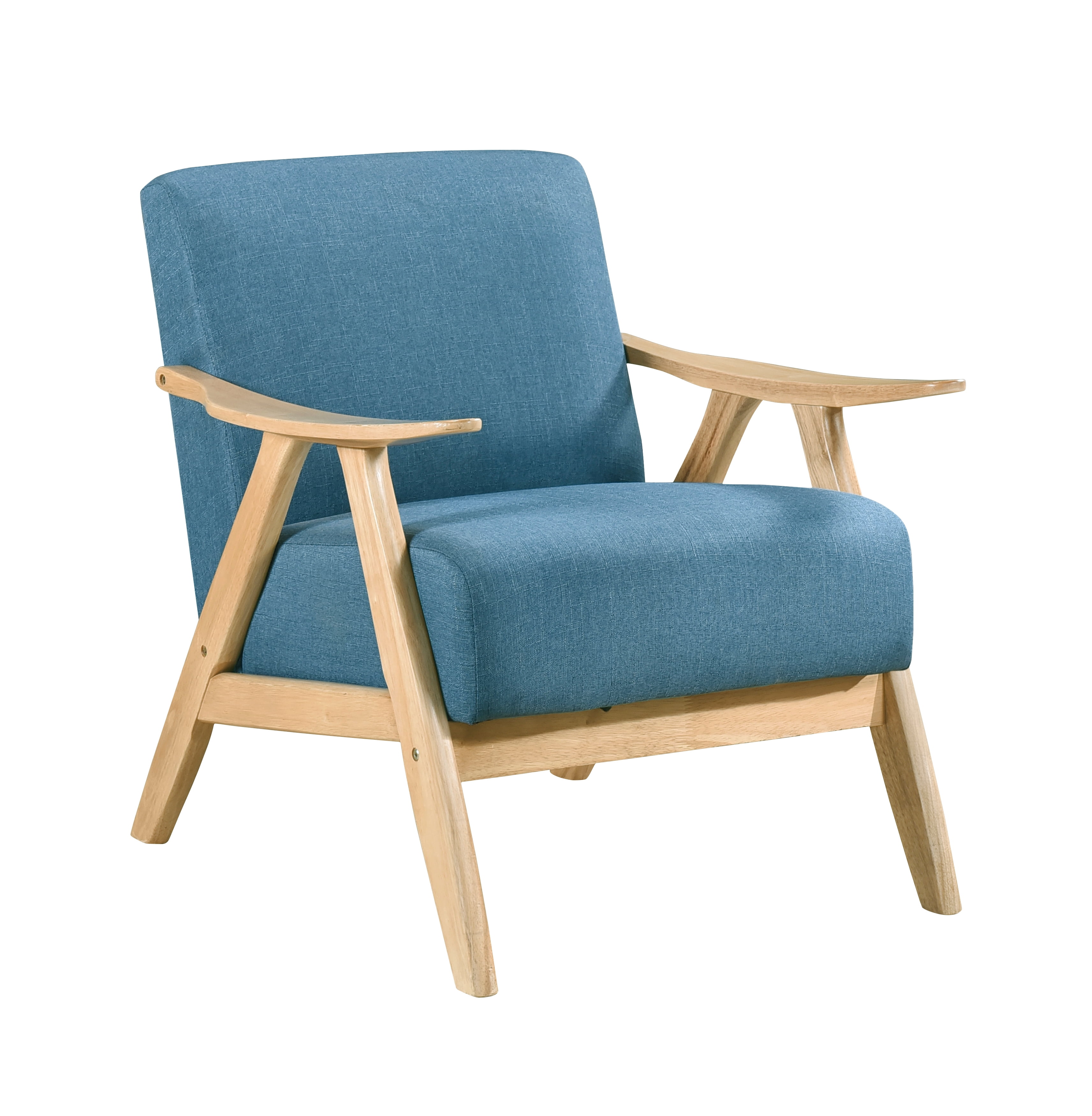 Modern Fabric Accent Chair - 300lb Capacity - Solid Rubberwood Frame ...