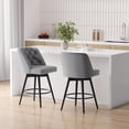 Modern Fabric Bar Stools Set of 2 – 26" Counter Height with Tufted ...