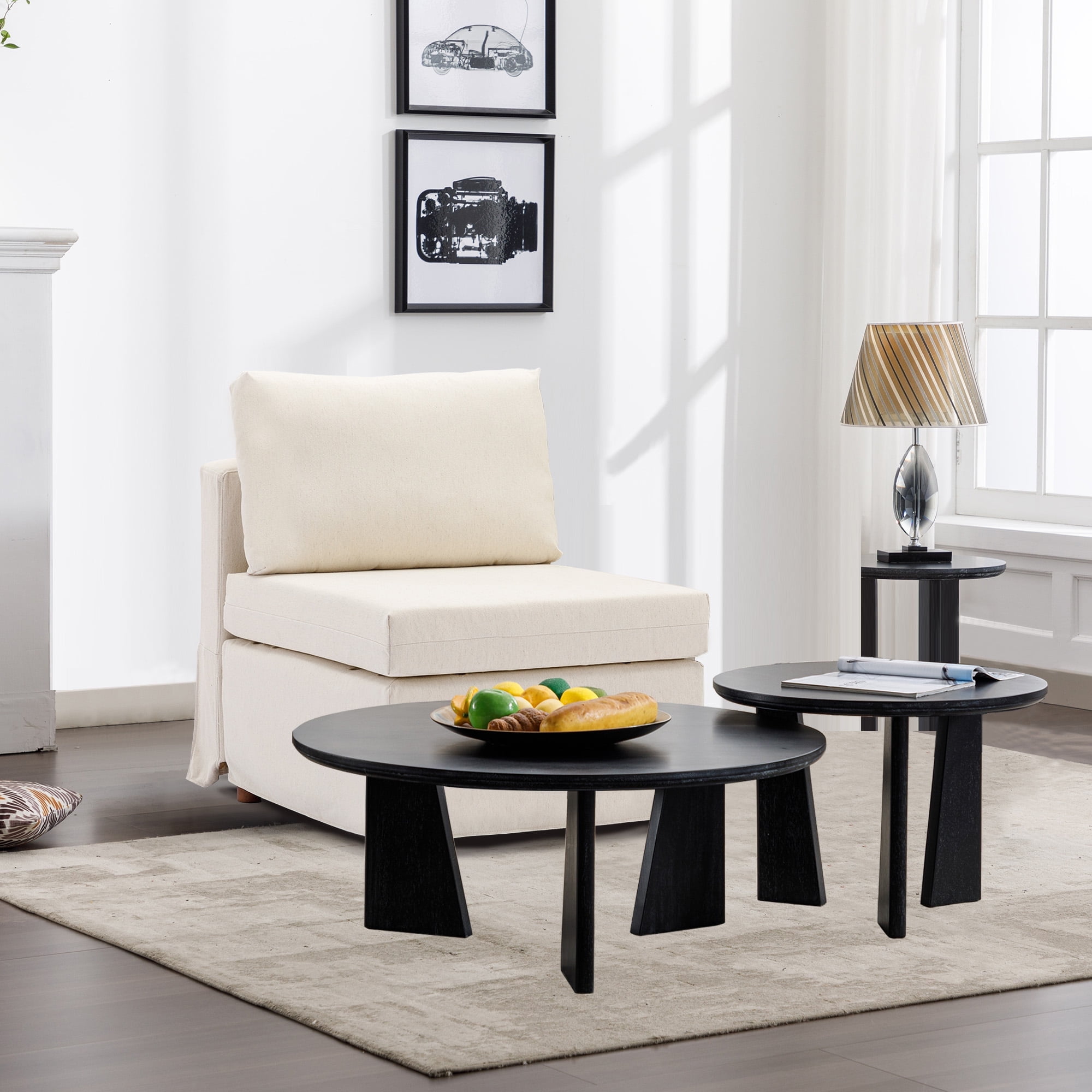 GUTALOR Modern Fabric Linen Armless Accent Chair - Modular Sectional ...