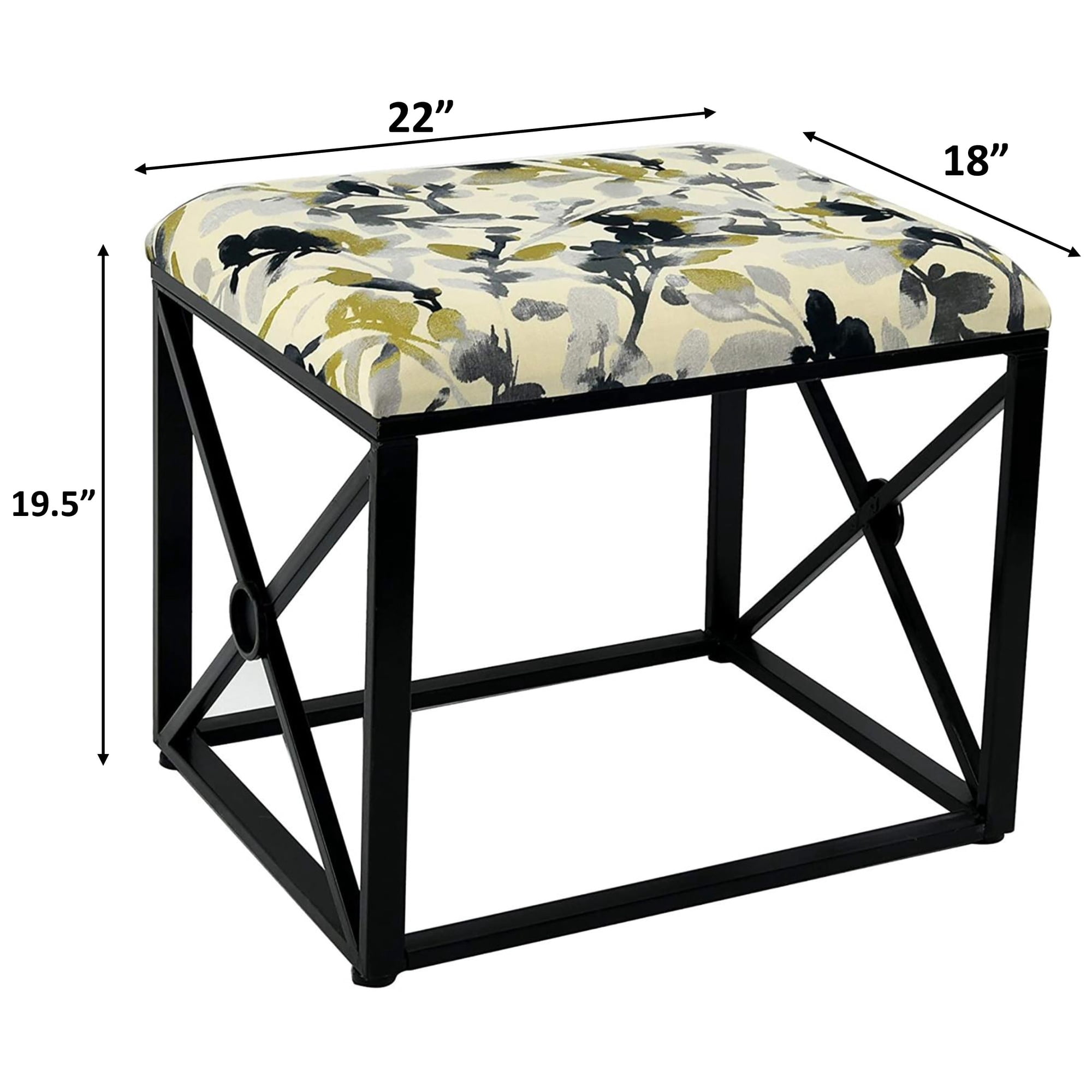 Modern Fabric Upholstered Ottoman with Foam Padding, 22" Wide Black ...