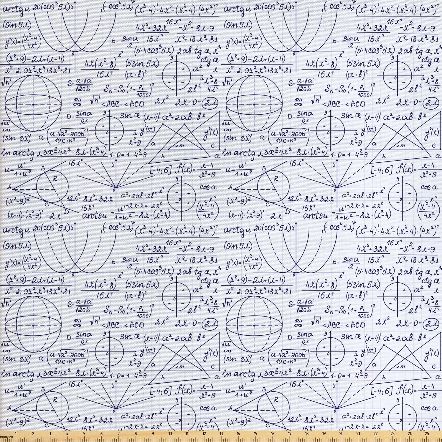 Ambesonne Modern Fabric by the Yard Upholstery, Classic Math Pattern ...